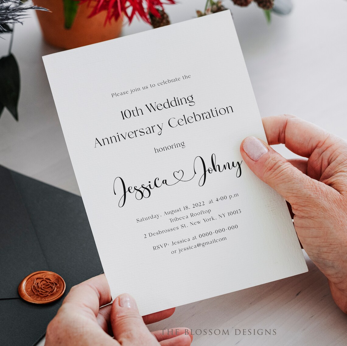 Modern Anniversary Invitation Minimal Wedding Anniversary - Etsy