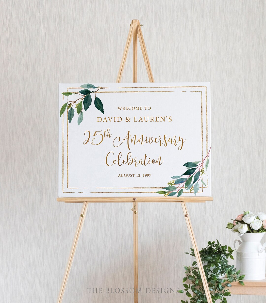 25th Anniversary Poster, Greenery Anniversary Sign, Anniversary Sign ...