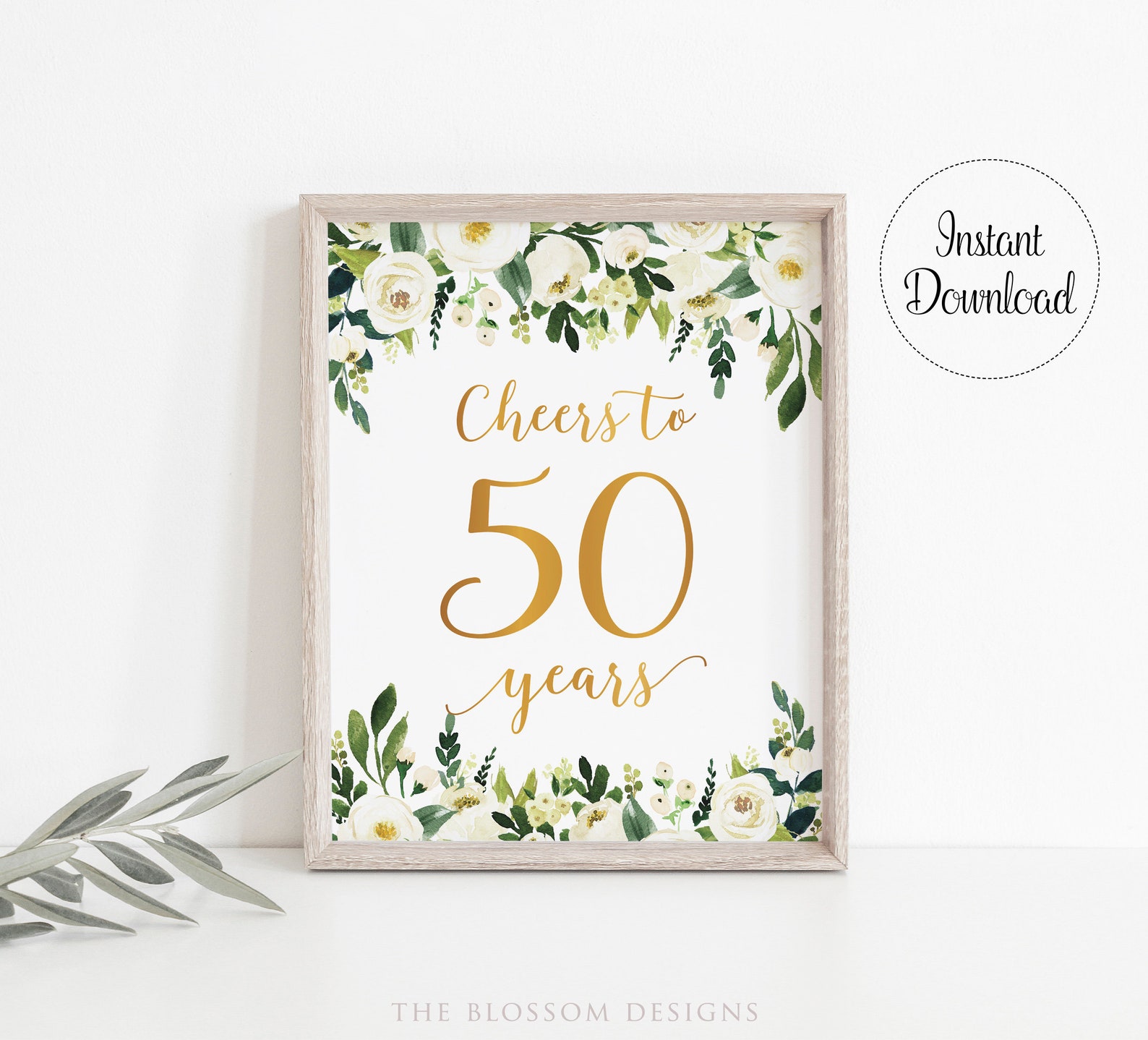 Cheers to 50 Years Sign, Greenery Cheers to 50 Years Sign, 50th ...