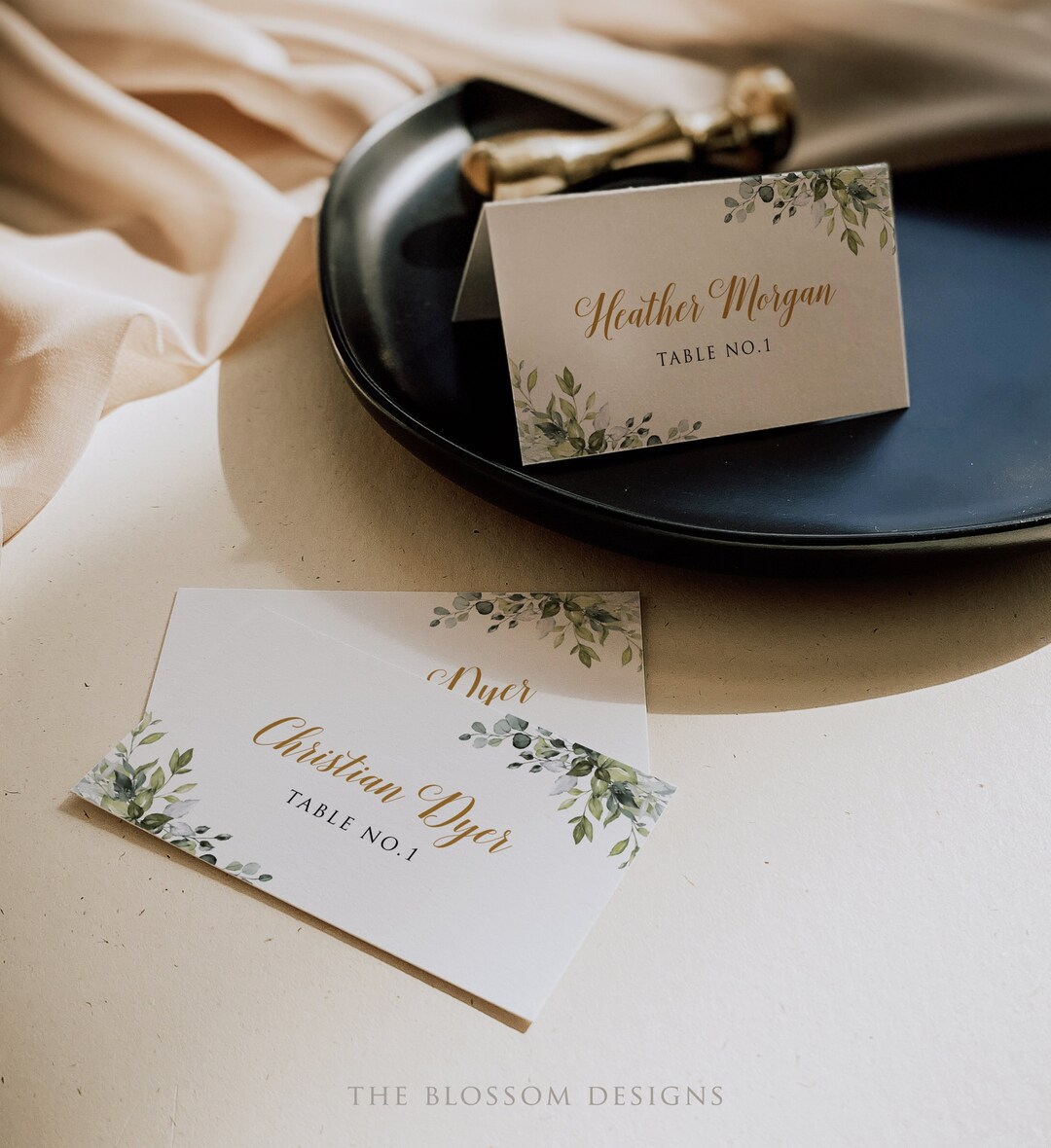 Greenery Place Card Template, Printable Place Card, Anniversary Place ...