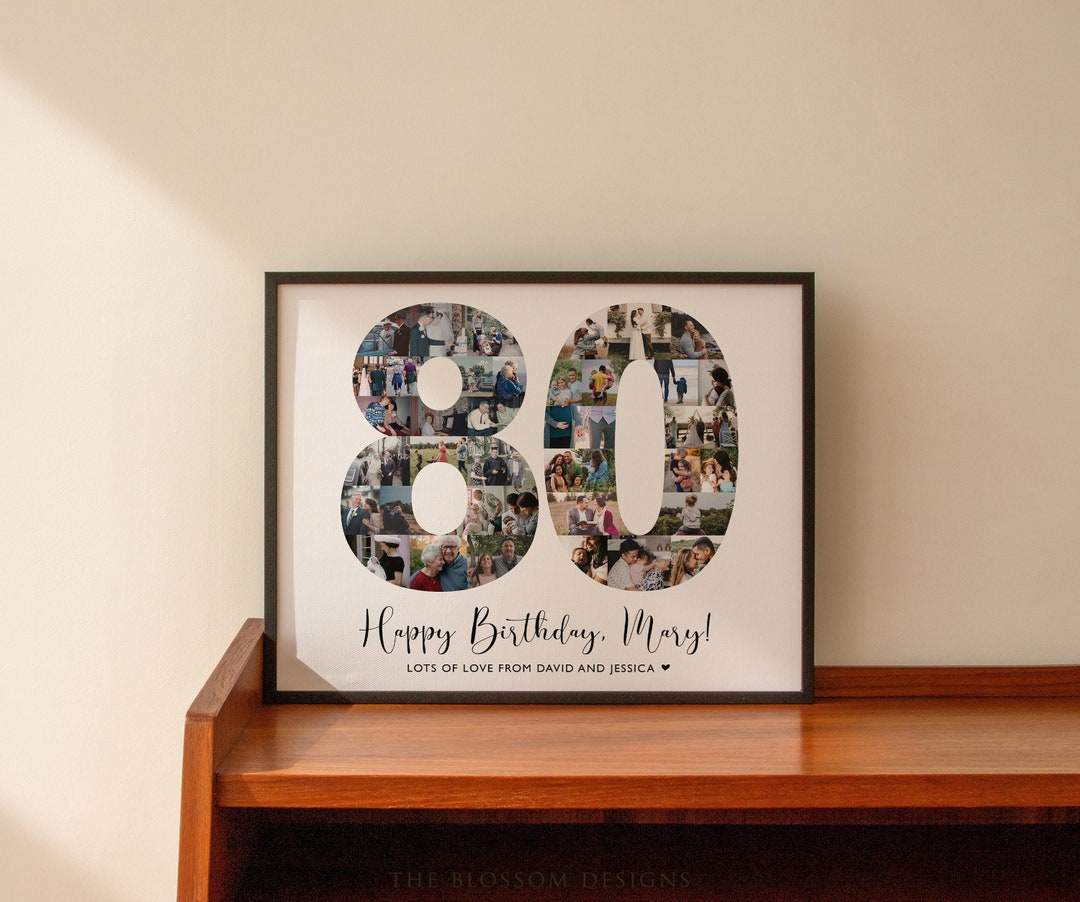Custom 80th Birthday Gift, Number 80 Photo Collage, Born in 1946 ...