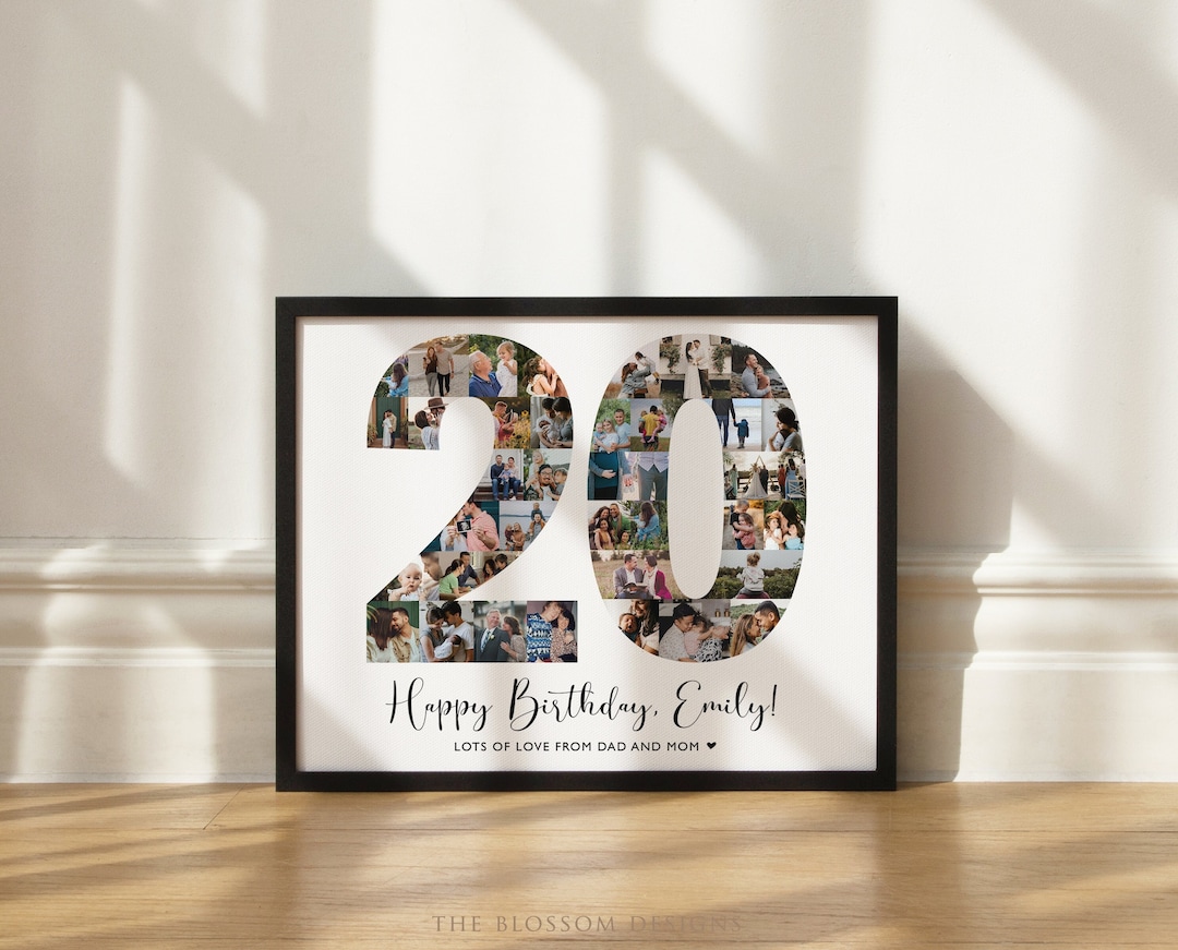 Custom 20th Birthday Gift, Number 20 Photos Collage, 20th Birthday ...