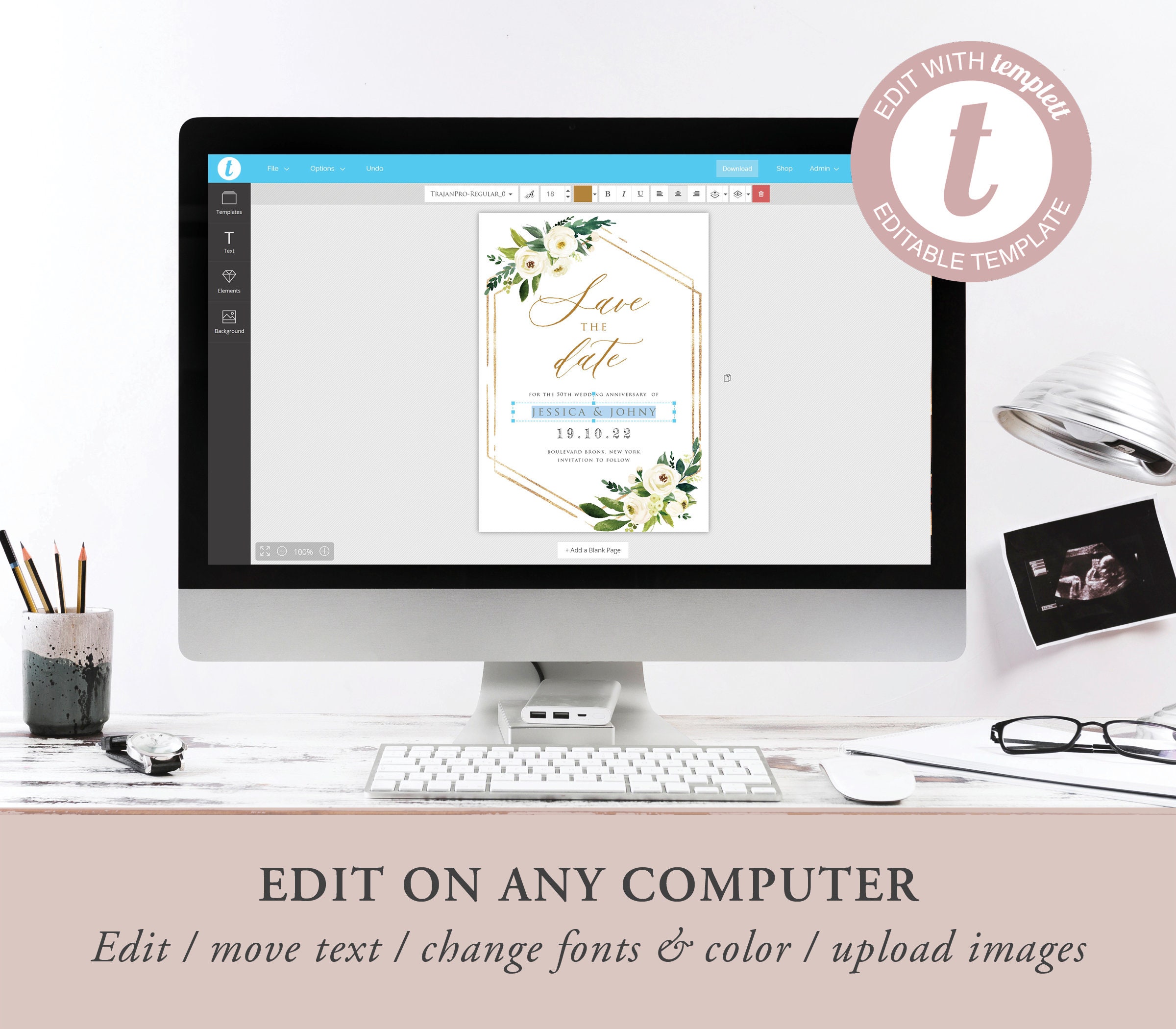 50th Anniversary Save the Date, Greenery Wedding Anniversary, Save the ...