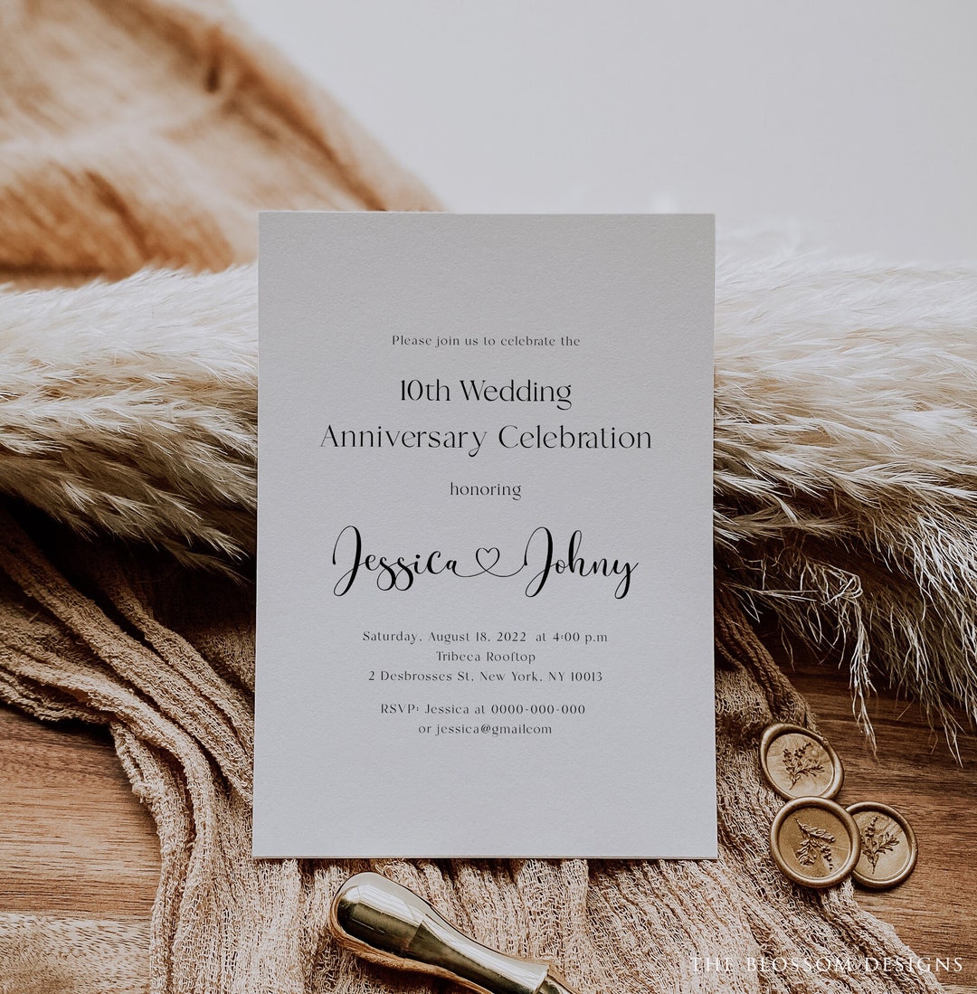 Modern Anniversary Invitation, Minimal Wedding Anniversary Invite ...