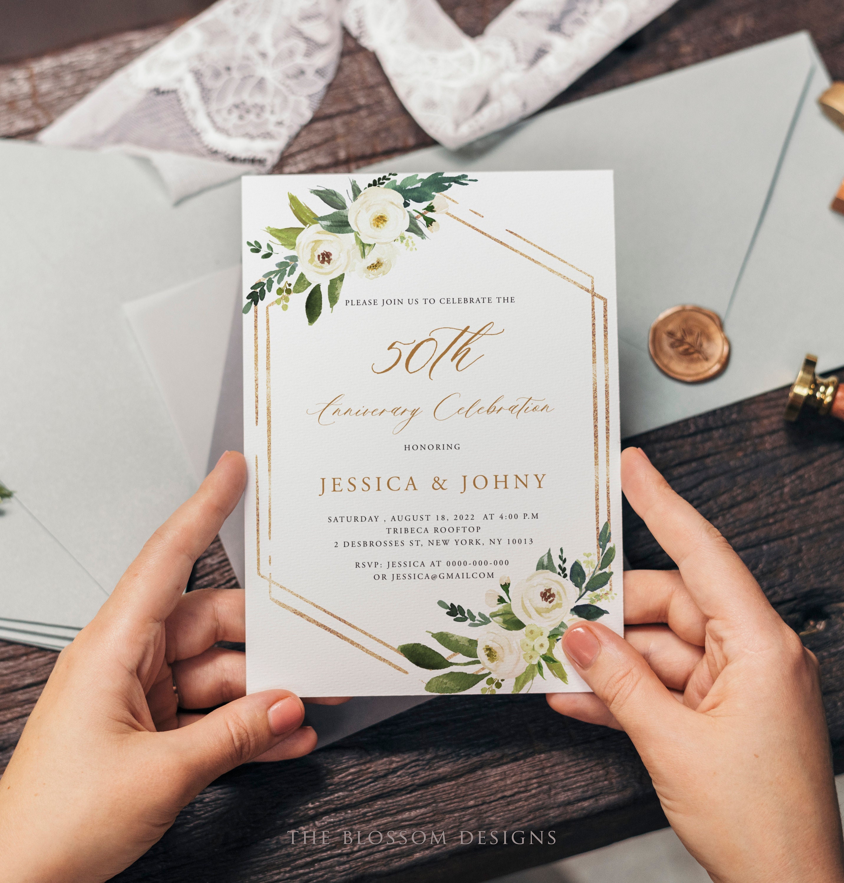 Modern 50th Wedding Anniversary Invitations