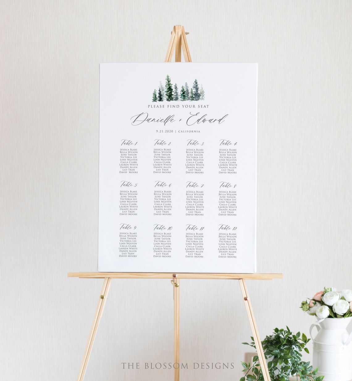 Pine Tree Wedding Seating Chart Template Seating Chart - Etsy