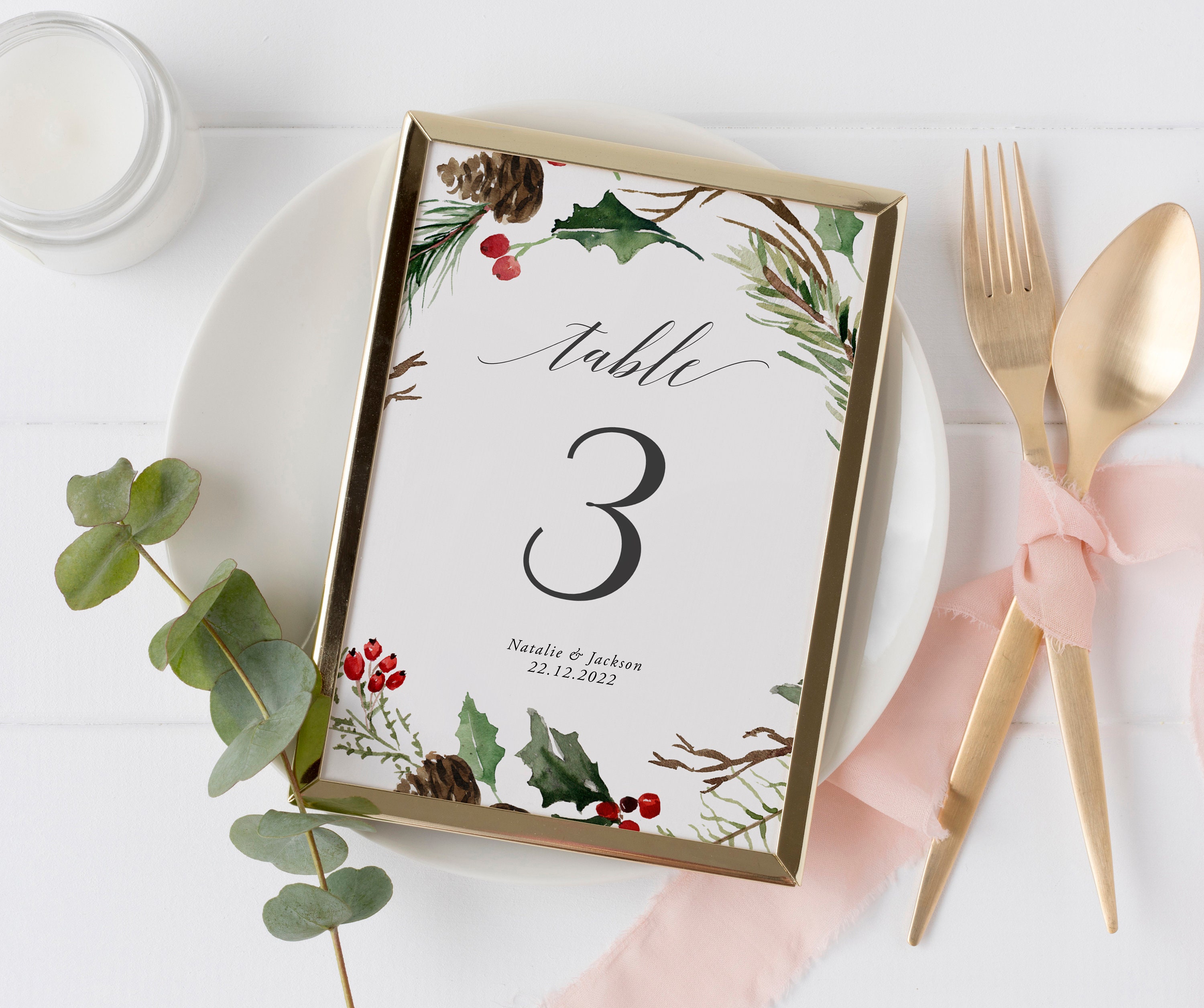Table Number Template Christmas Table Number Wedding Table - Etsy