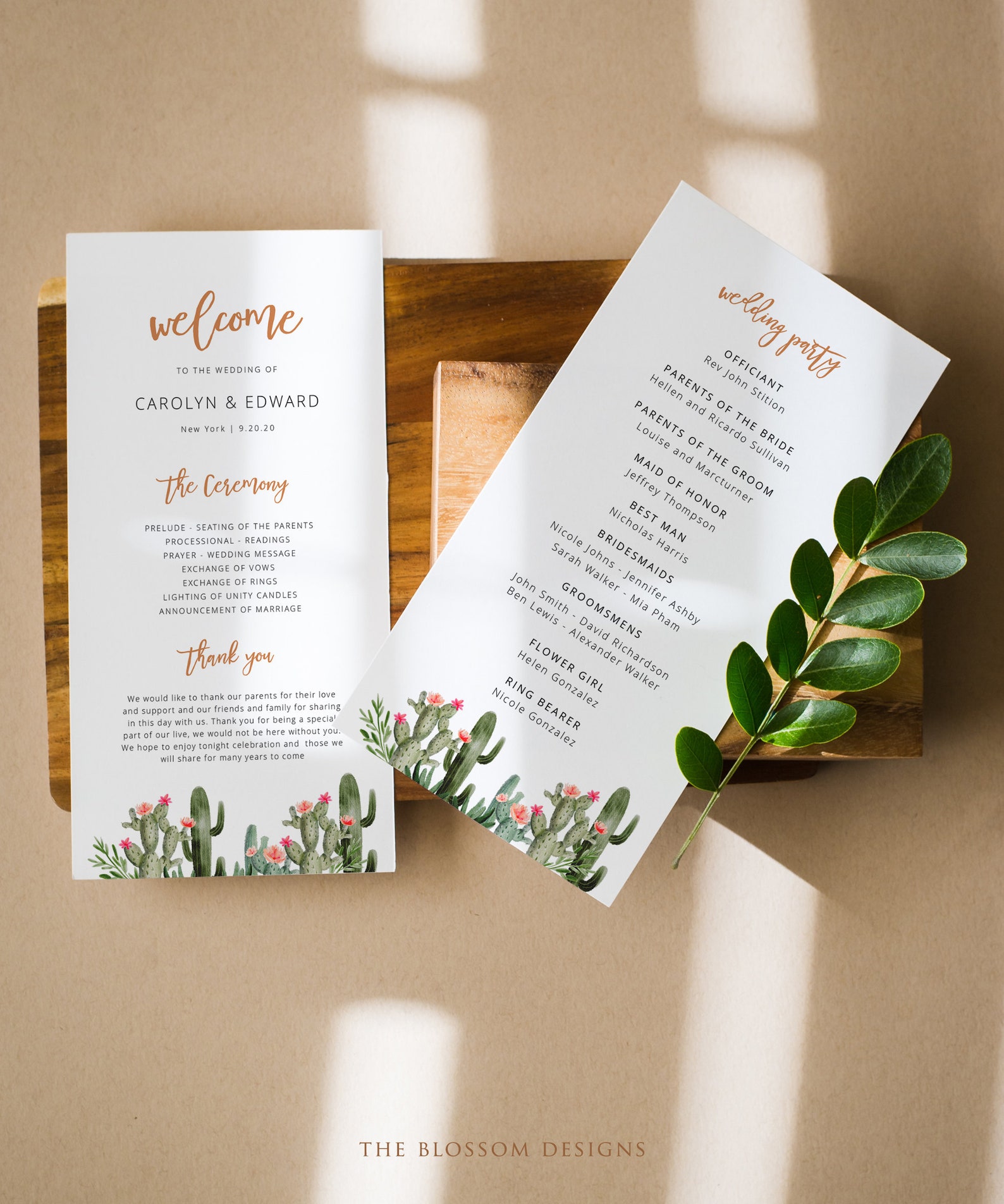 Cactus Wedding Program Template Tropical Wedding Program | Etsy