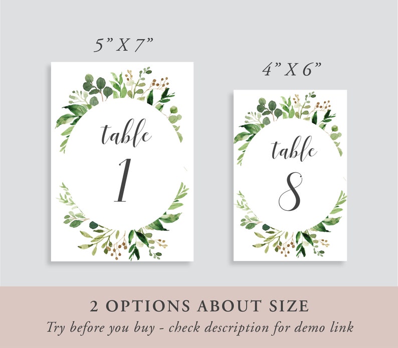 Wedding Table Numbers Template Table Numbers Wedding | Etsy