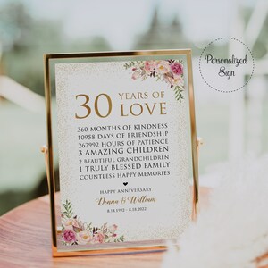 30 Years of Love Sign, Any Year, Wedding Anniversary Gift, 30th ...