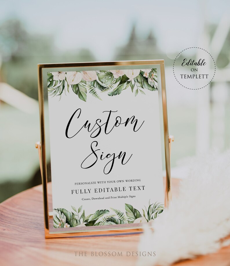 Tropical Wedding Sign Template, Custom Printable (digital Download ...