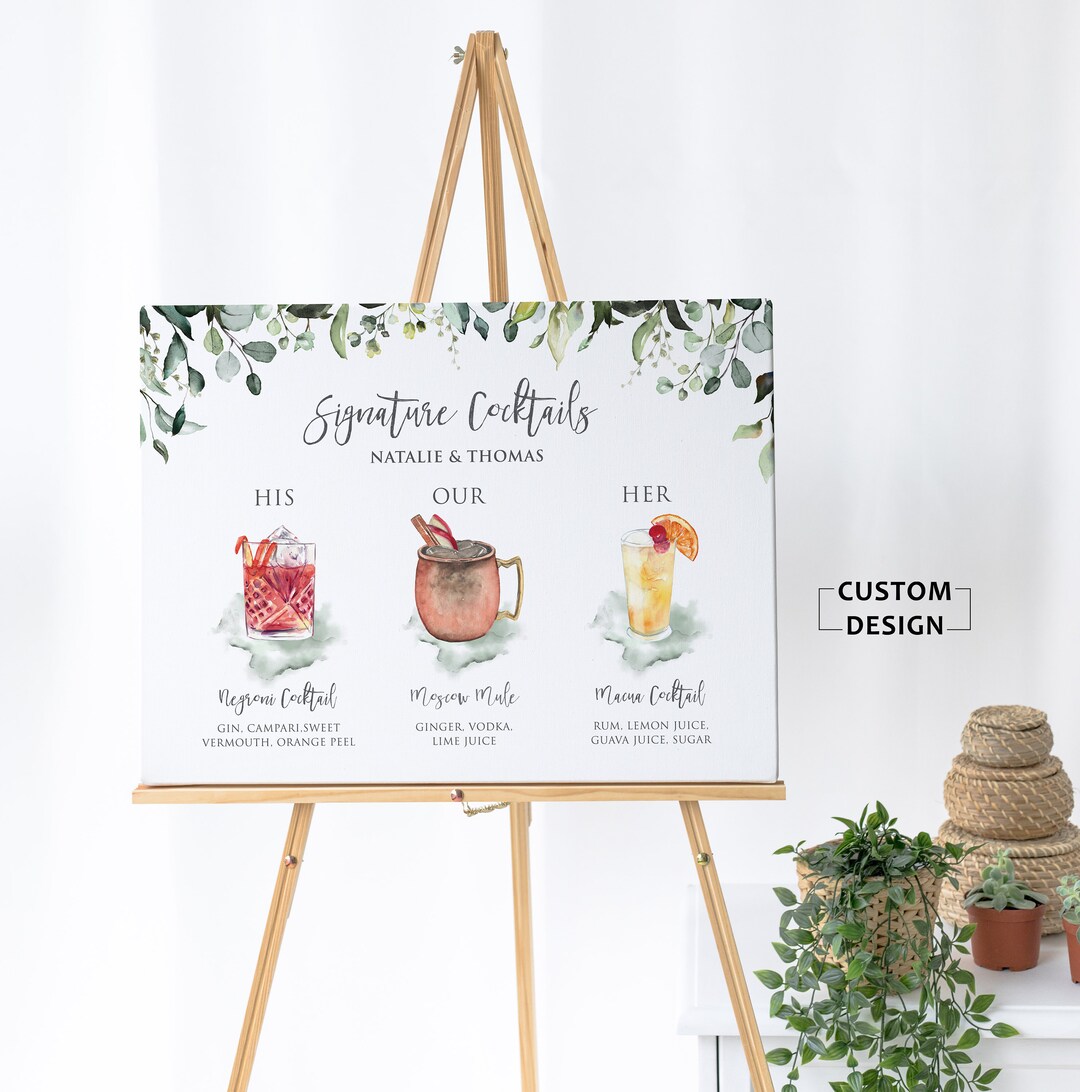 Signature Cocktails Signs, Signature Drinks Bar Menu, Wedding Bar Menu ...