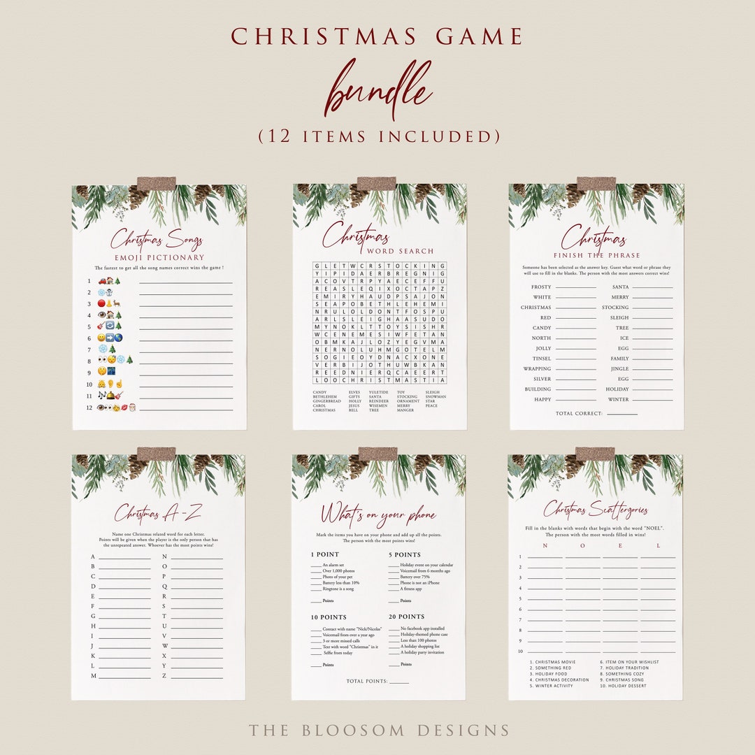 Christmas Game Bundle, Holiday Party Games Set Printable (digital ...