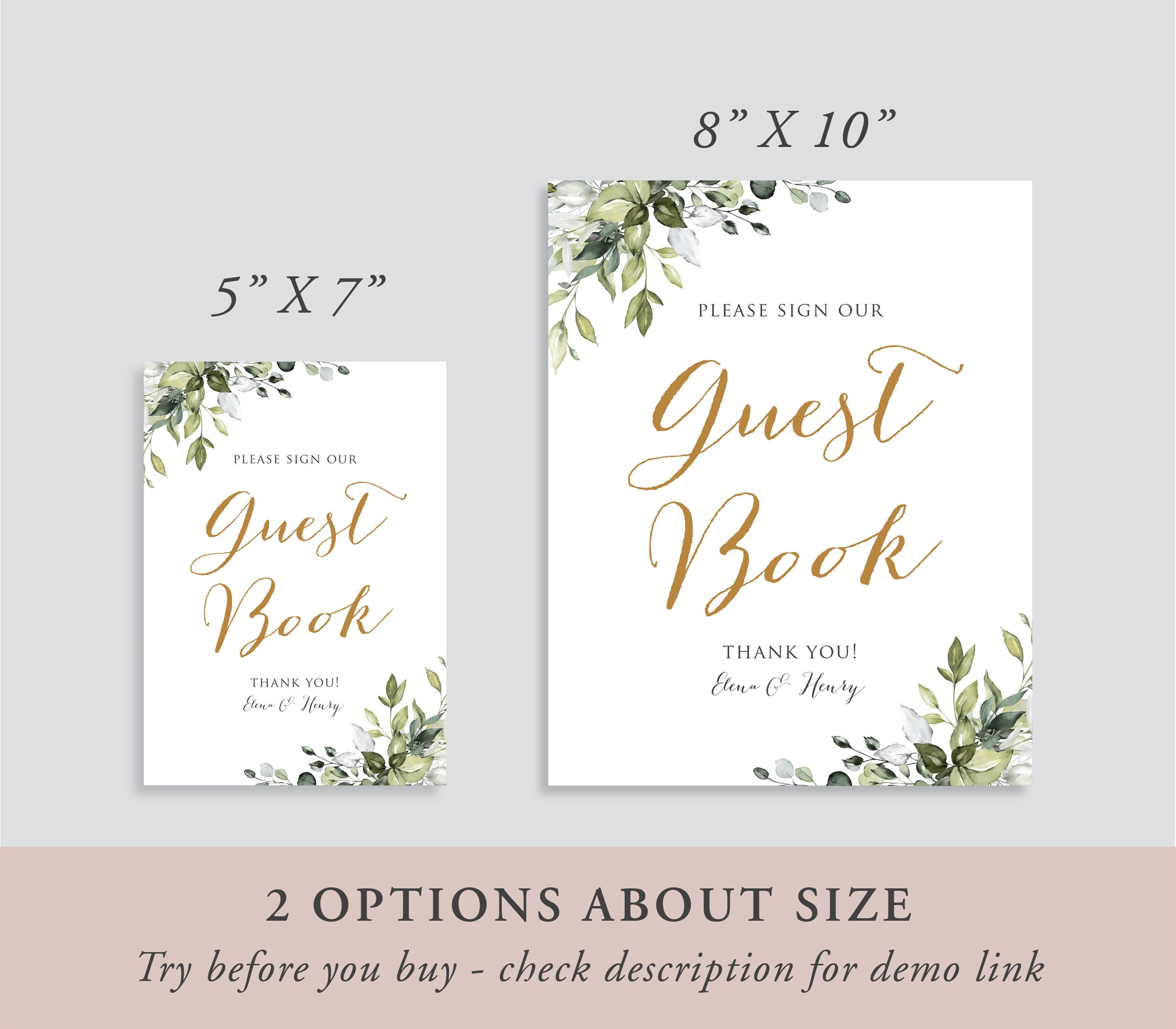 Greenery Guest Book Sign Greenery Signs Printable Reception - Etsy