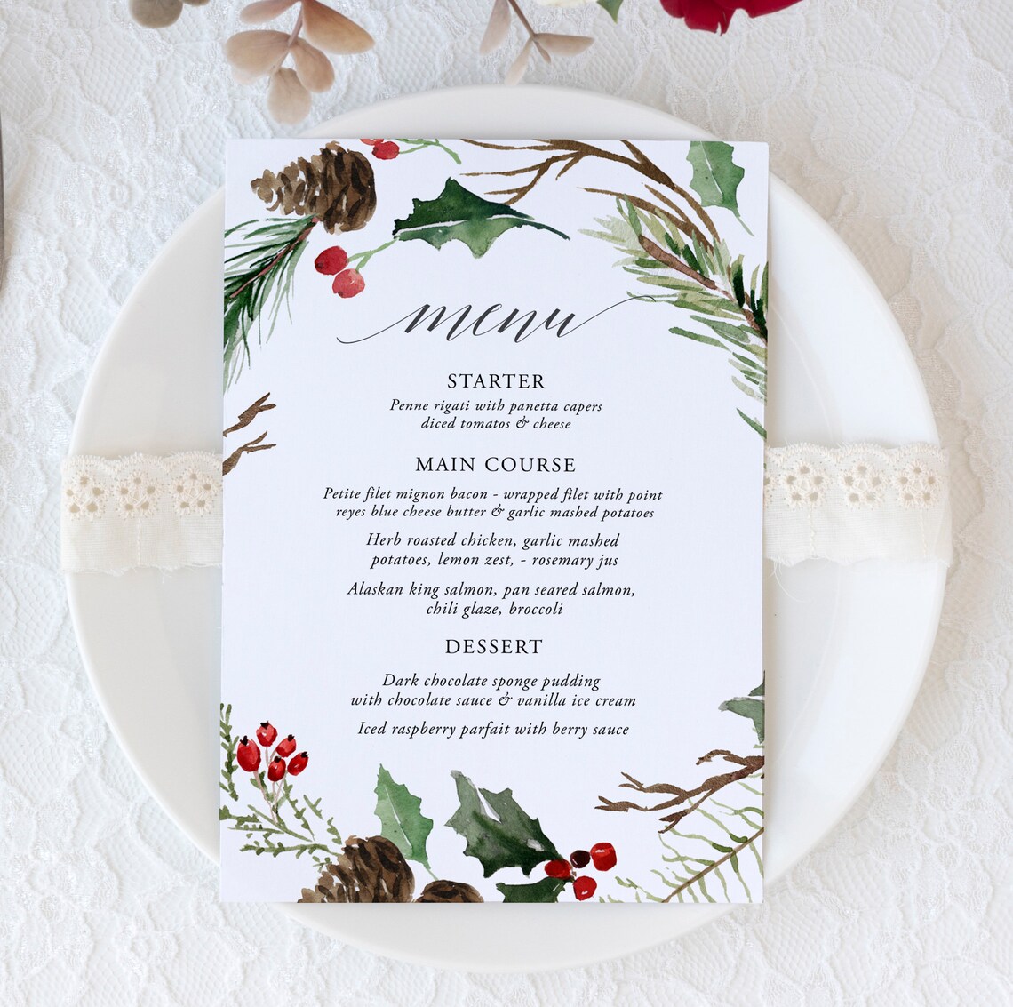 Christmas Menu Template Christmas Menu Printable Christmas - Etsy
