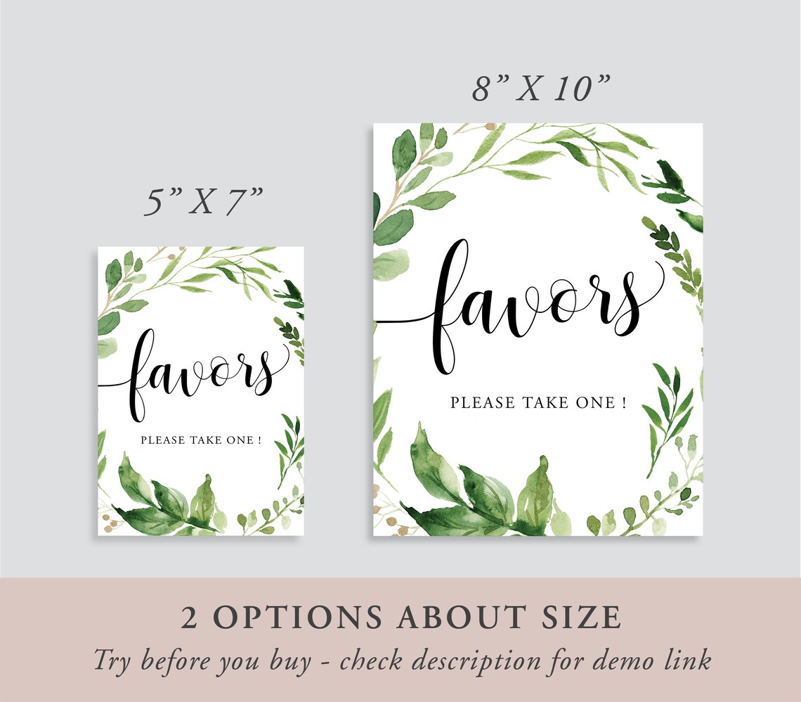 Favors Sign Printable, Printable Favors Sign for Bridal Shower ...