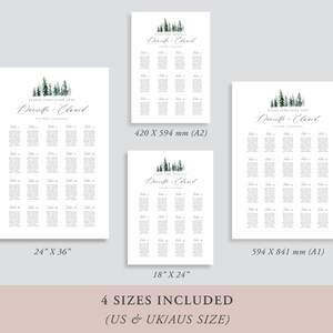 Pine Tree Wedding Seating Chart Template, Seating Chart Wedding ...