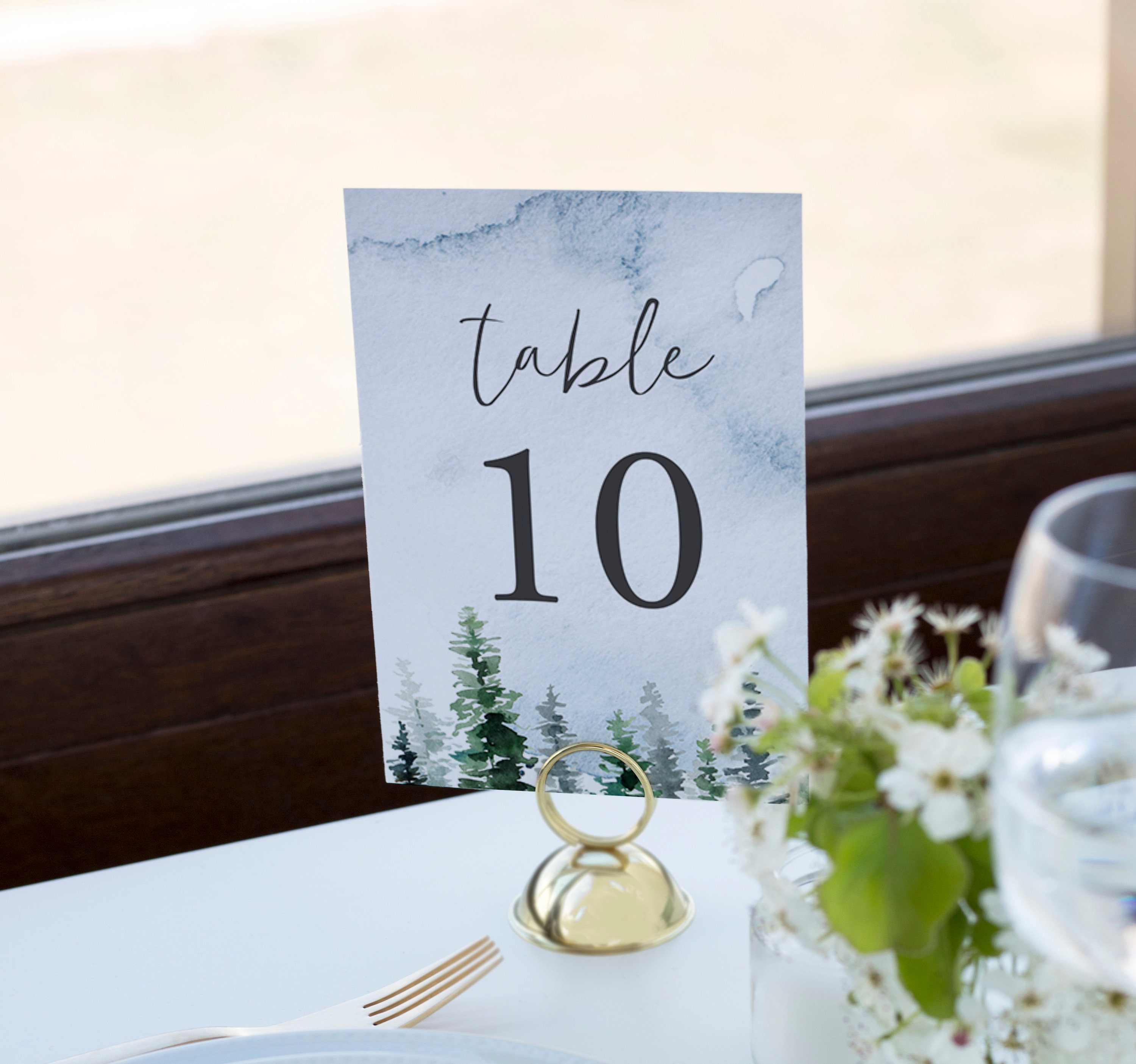 Pine Tree Table Number Template Christmas Table Number | Etsy