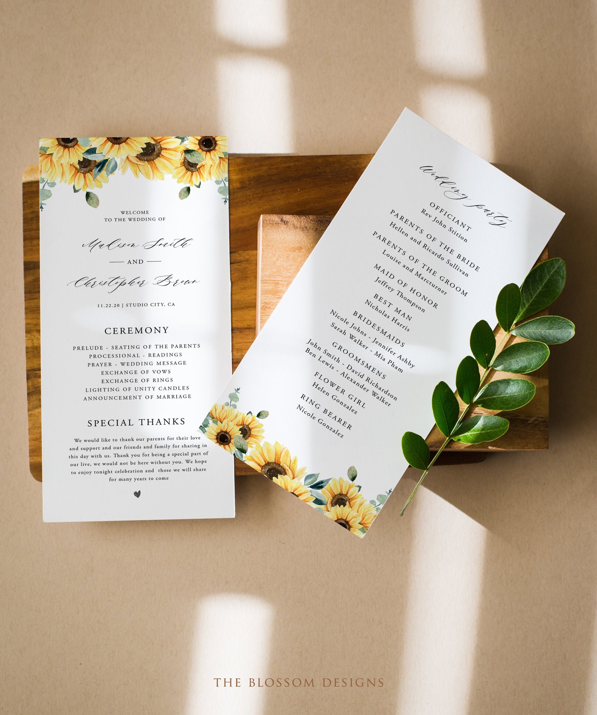Sunflower Wedding Program Template Editable Wedding Program - Etsy