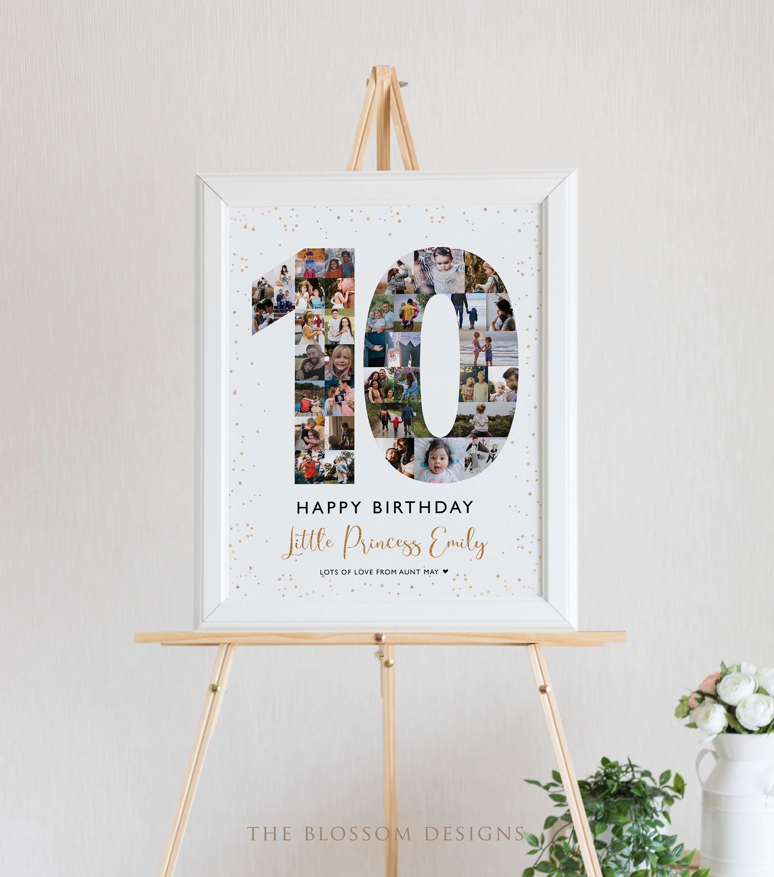 Custom 10th Birthday Gift, Number 10 Photo Collage, Born in 2016 ...
