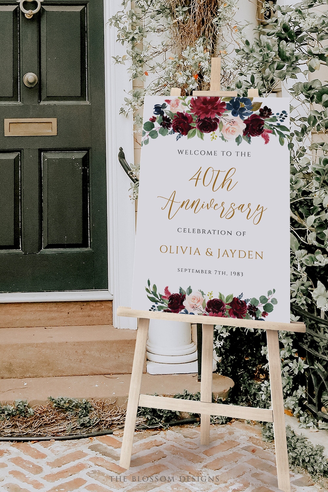 Anniversary Party Welcome Sign Burgundy Anniversary Sign - Etsy