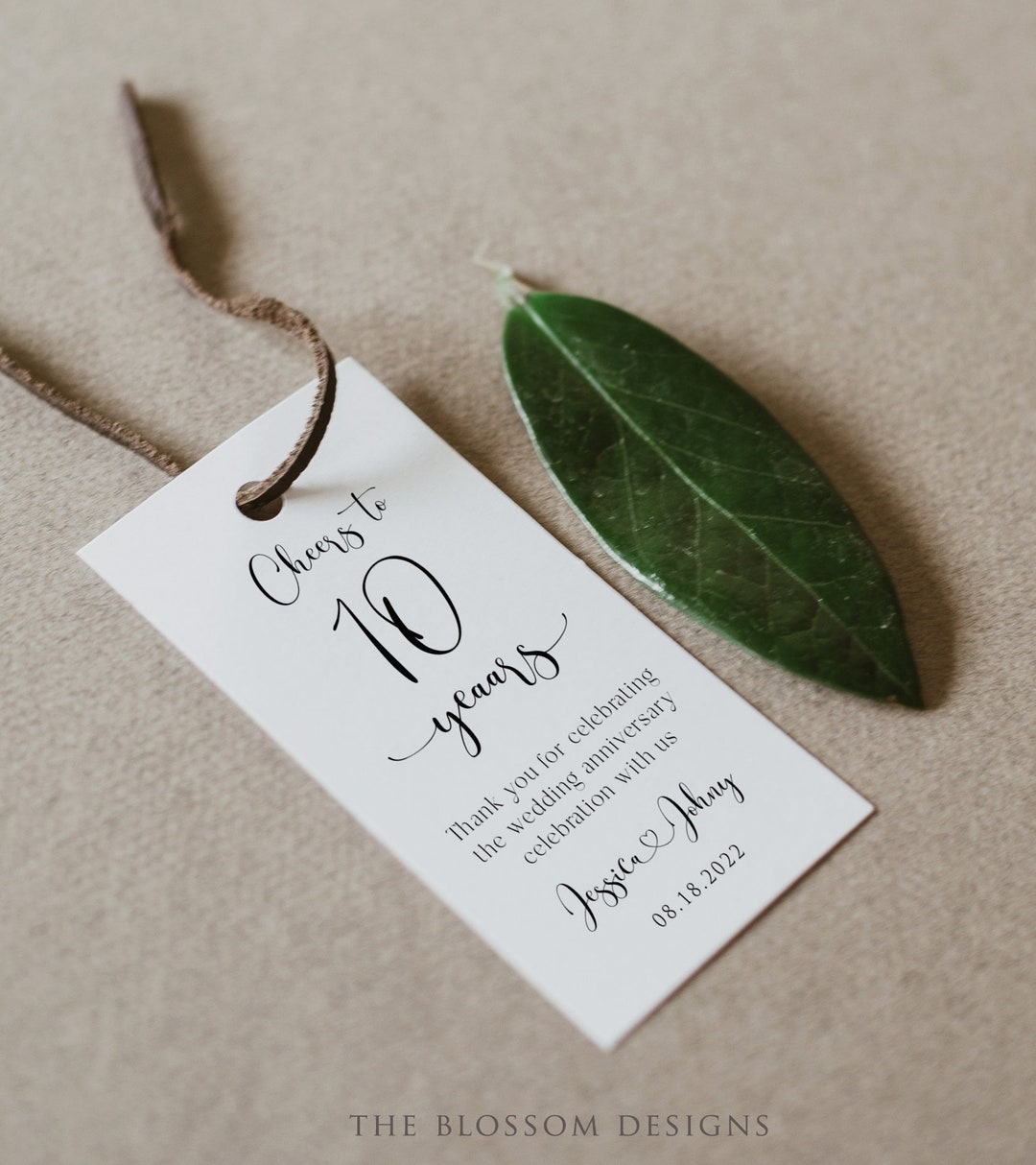 Minimal Anniversary Favors Tag, Cheers to 10 Years Tag, Anniversary ...
