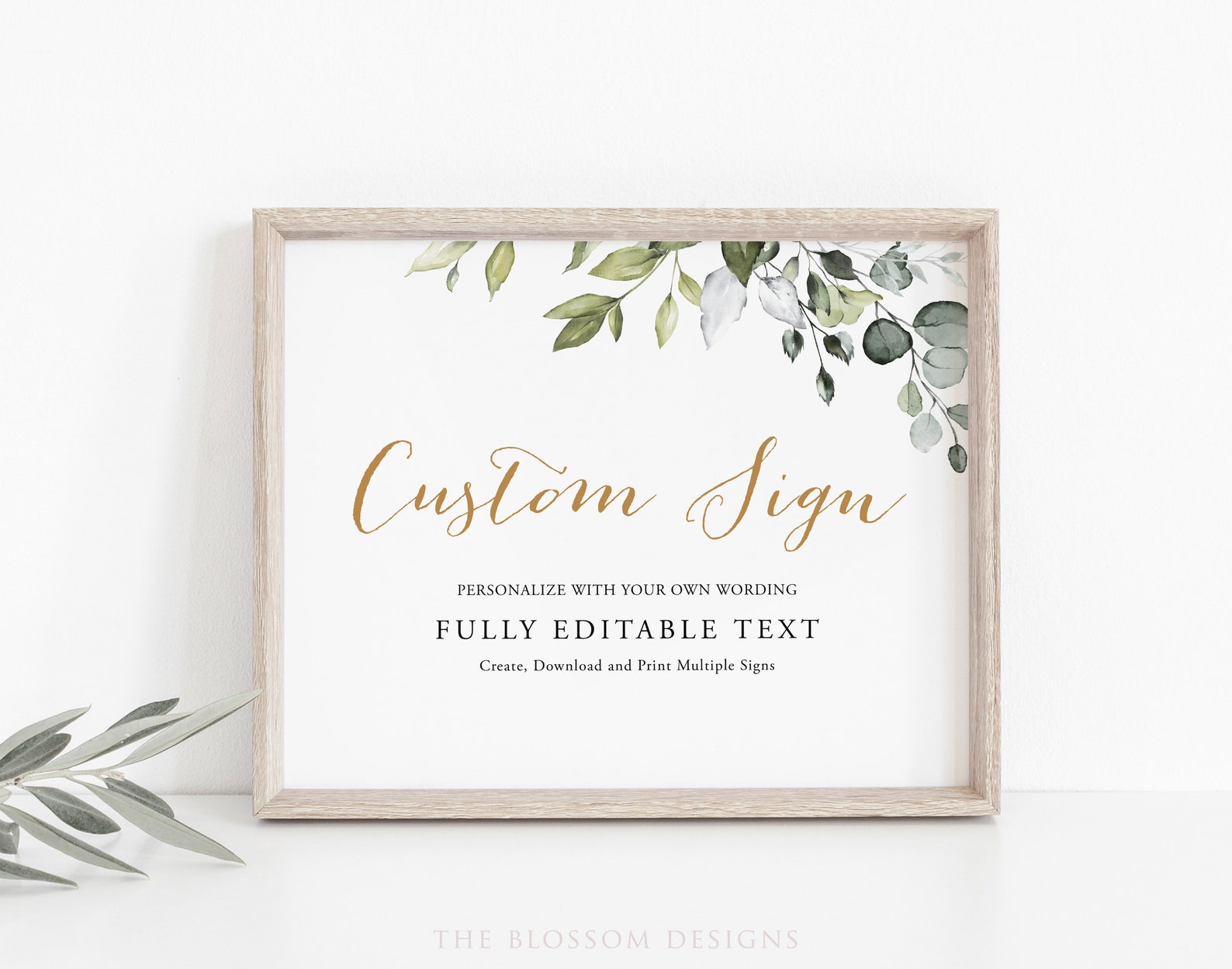 Greenery Wedding Sign Template Custom Sign Printable Create - Etsy