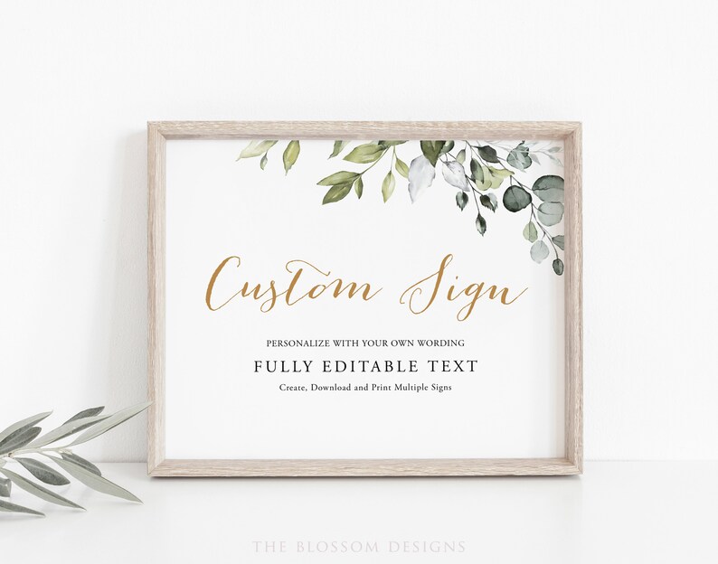 Greenery Wedding Sign Template Custom Sign Printable Create - Etsy
