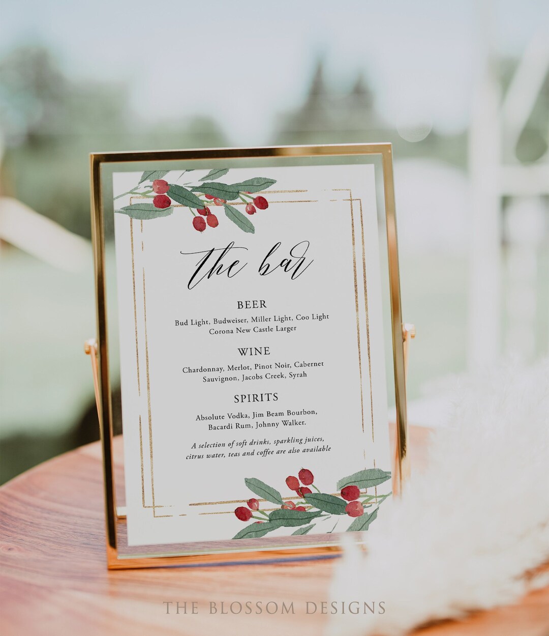 Christmas Bar Menu, Printable Bar Menu, Bar Sign, Bar Menu Template ...