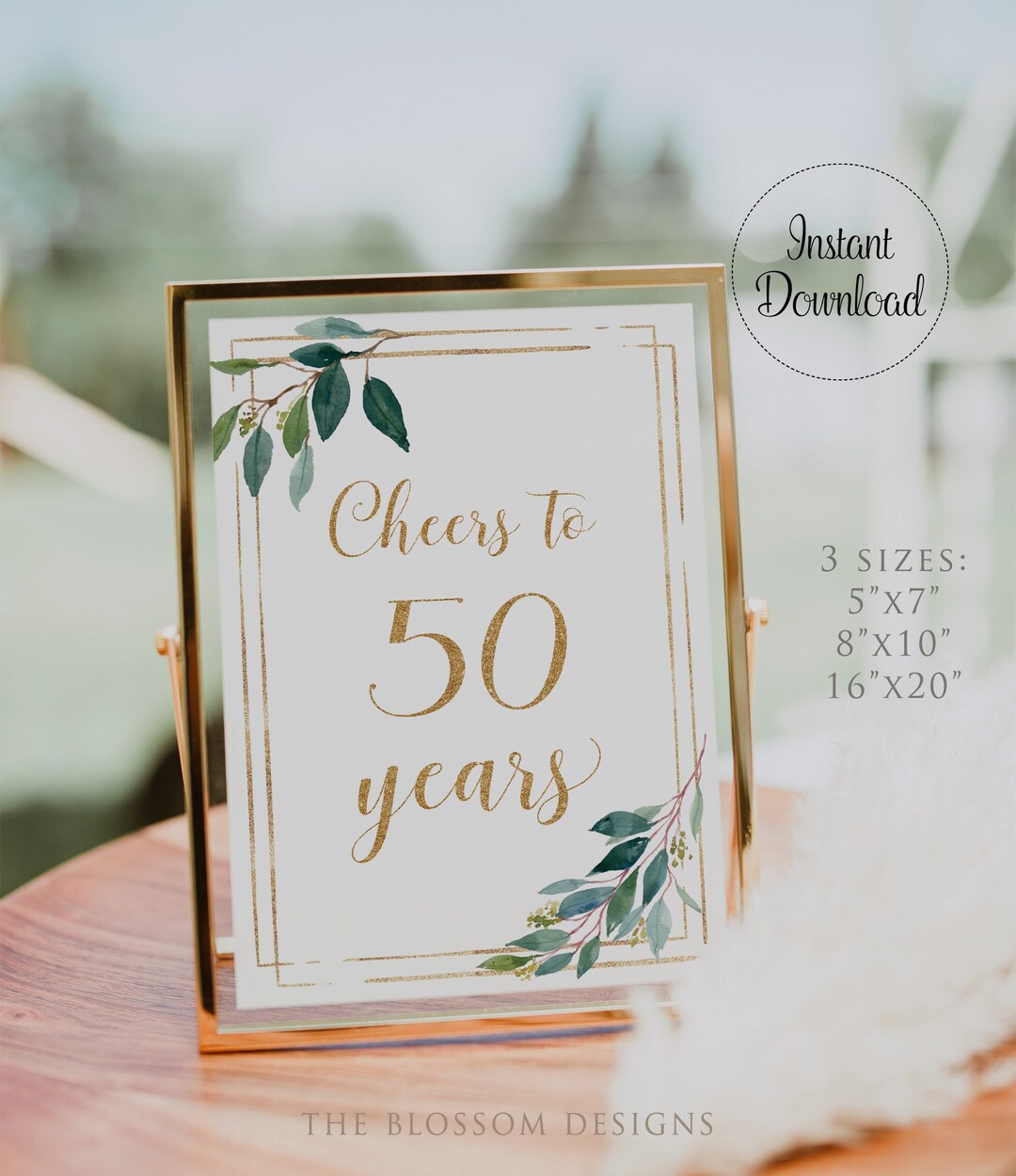 Cheers to 50 Years Sign, Greenery Cheers to 50 Years Sign, 50th ...