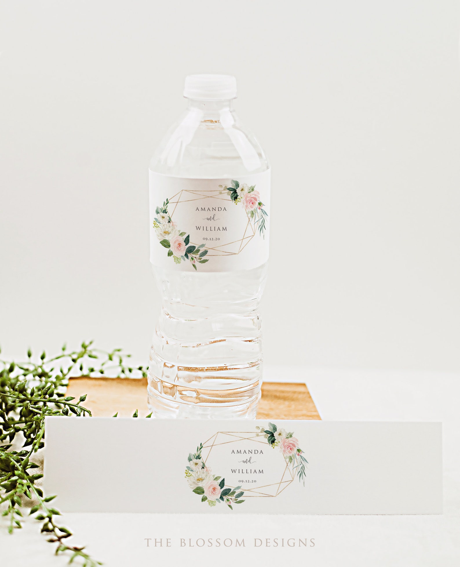 Blush Pink Water Bottle Label Template Editable Water Label | Etsy