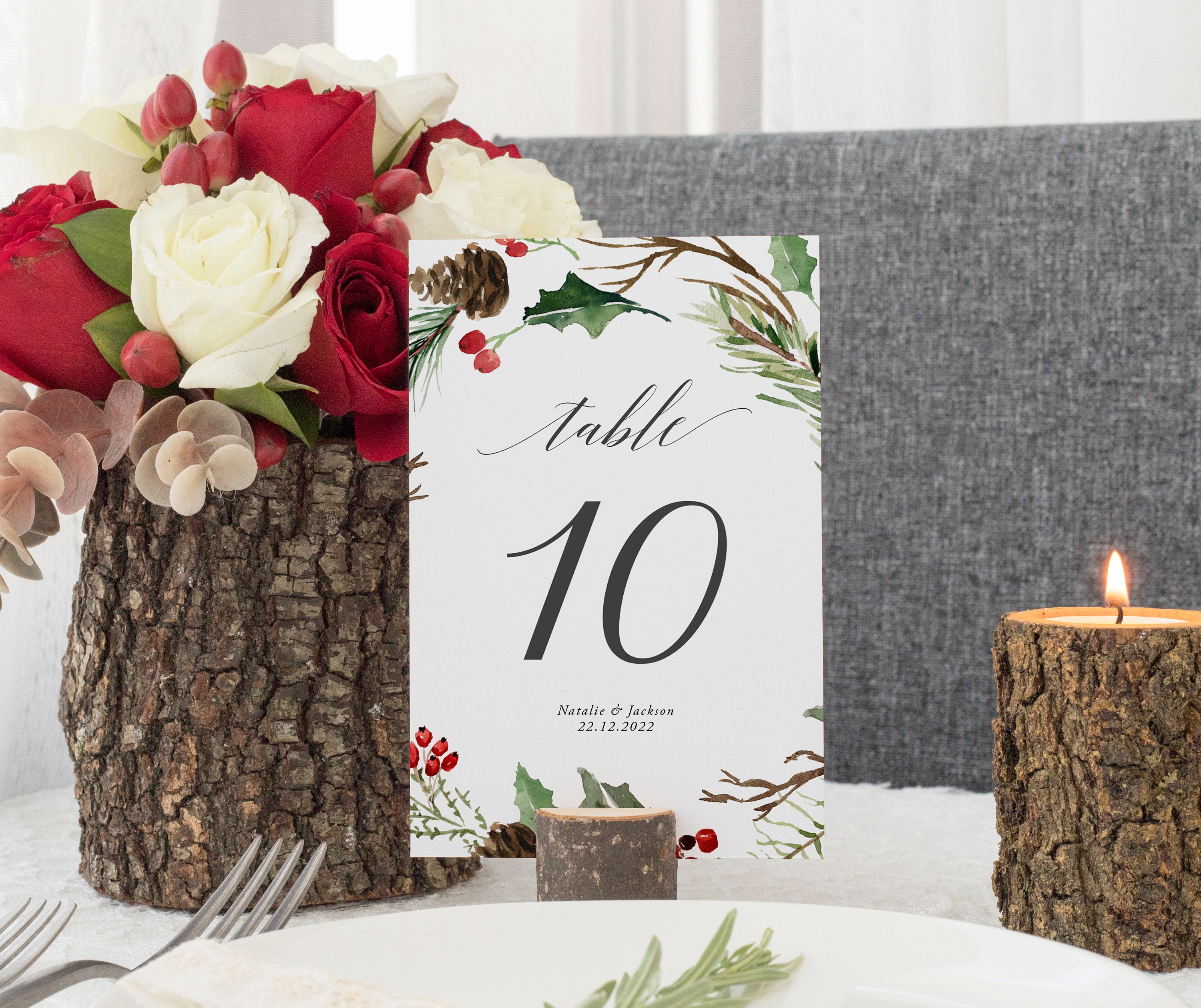 Table Number Template Christmas Table Number Wedding Table - Etsy