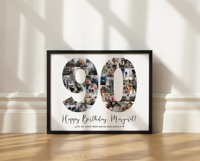 Custom 90th Birthday Gift, Number 90 Photo Collage, Born in 1936 ...