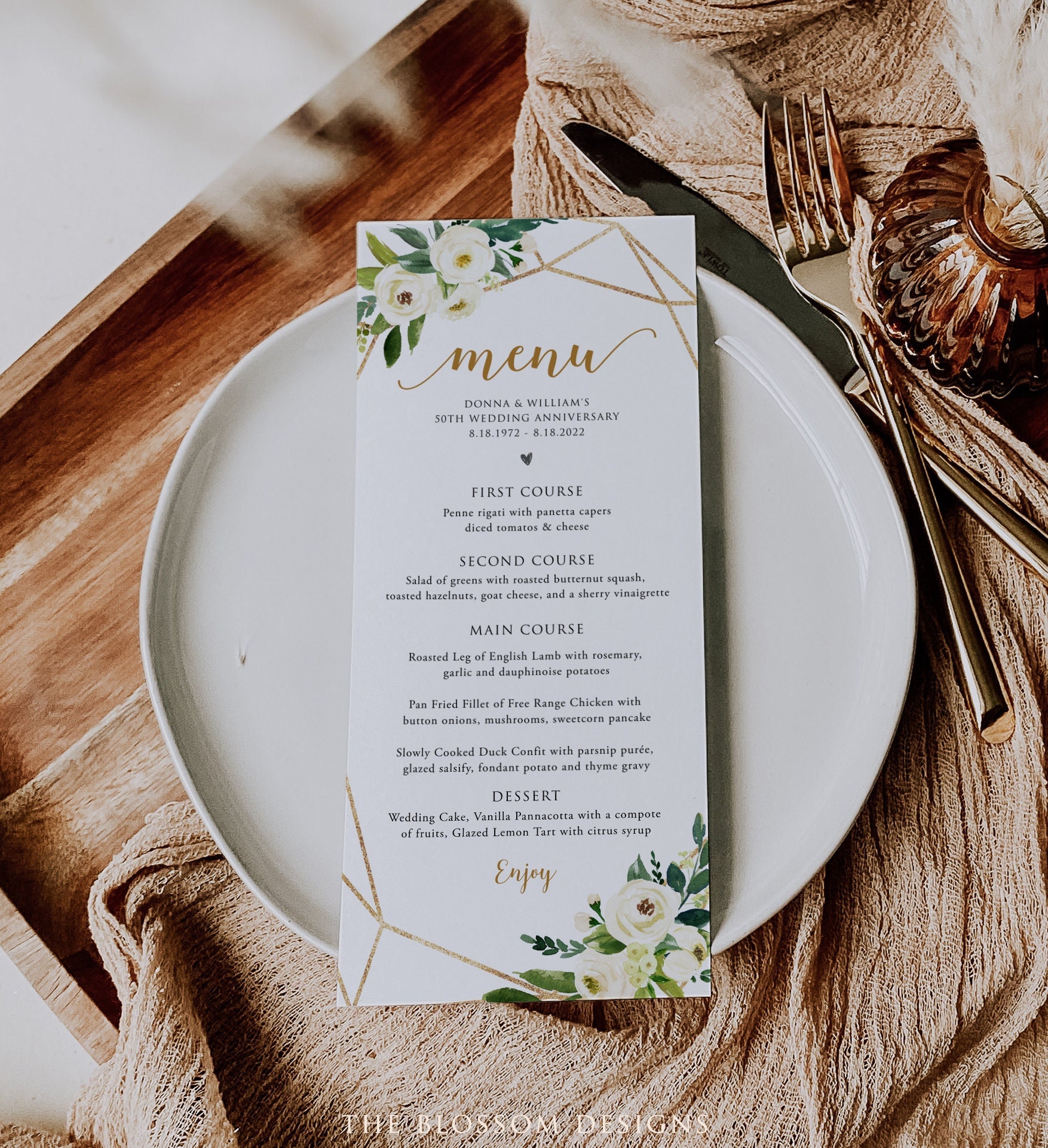Greenery Menu Template Wedding Anniversary Menu Floral - Etsy