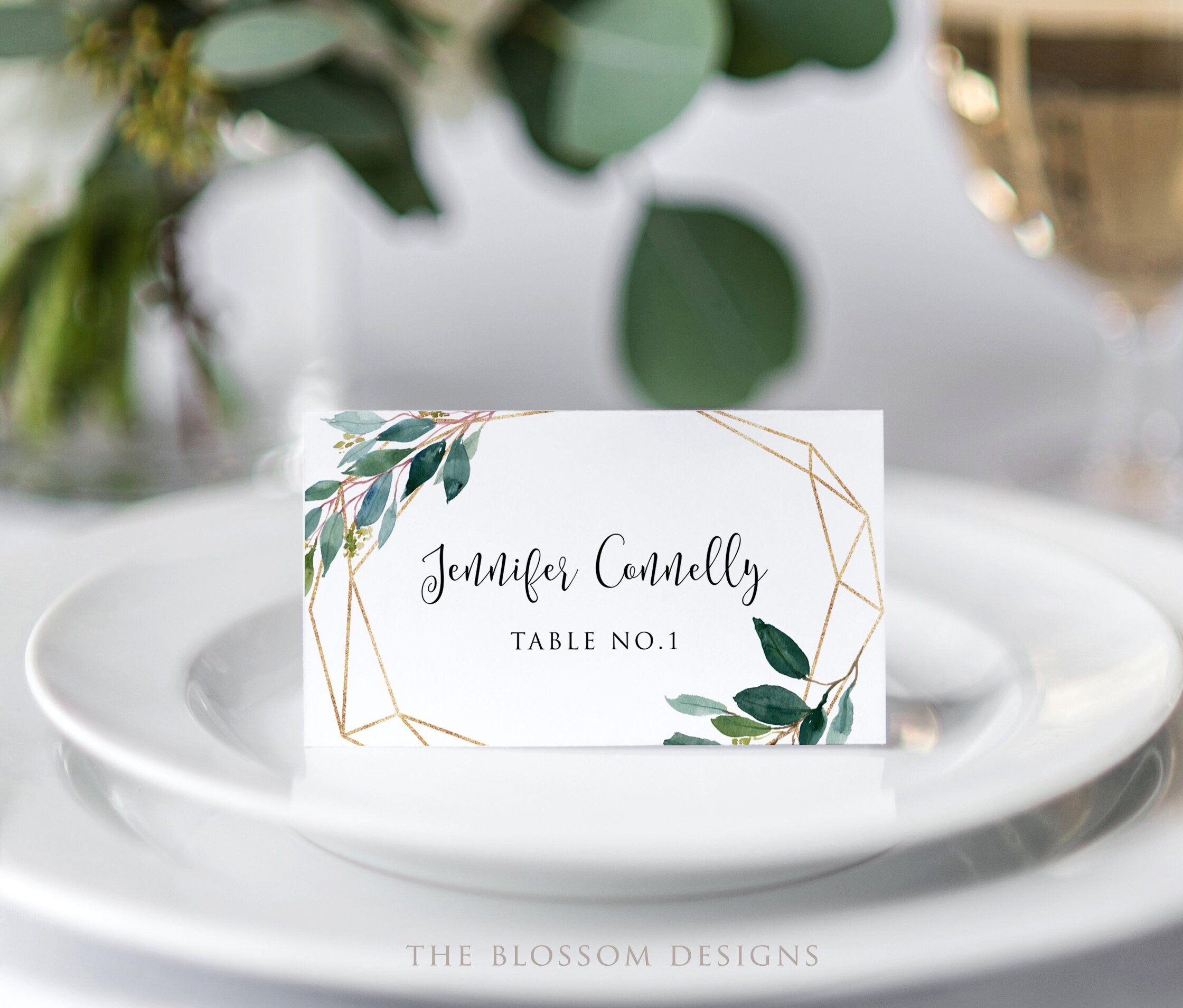 Greenery Place Card Template Printable Place Card Wedding | Etsy