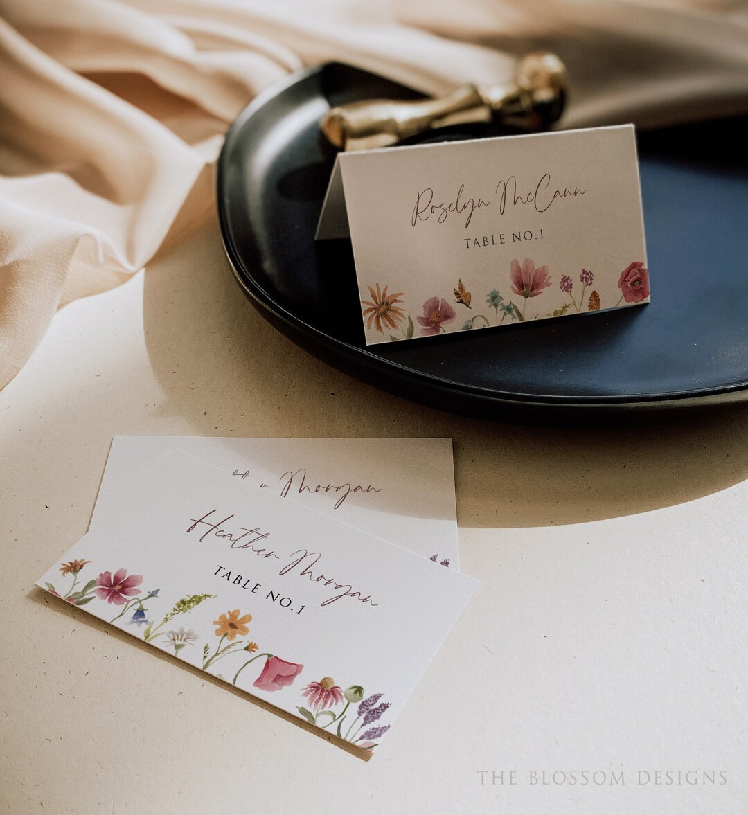 Wildflower Place Card Template, Editable Printable (digital Download ...