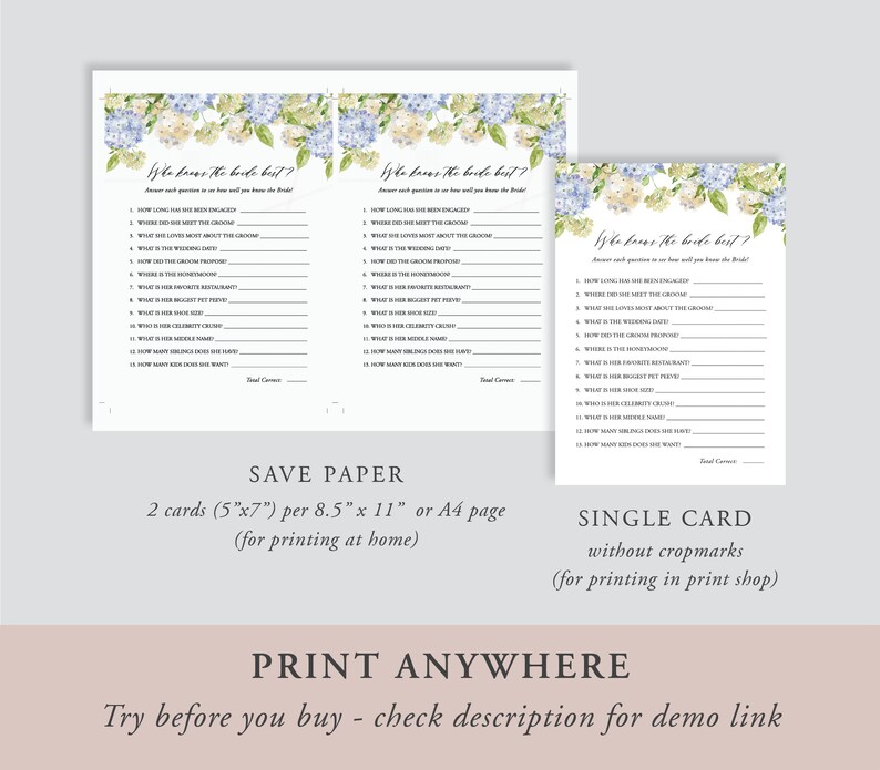 Who Knows the Bride Best Bridal Shower Game Printable Rustic - Etsy