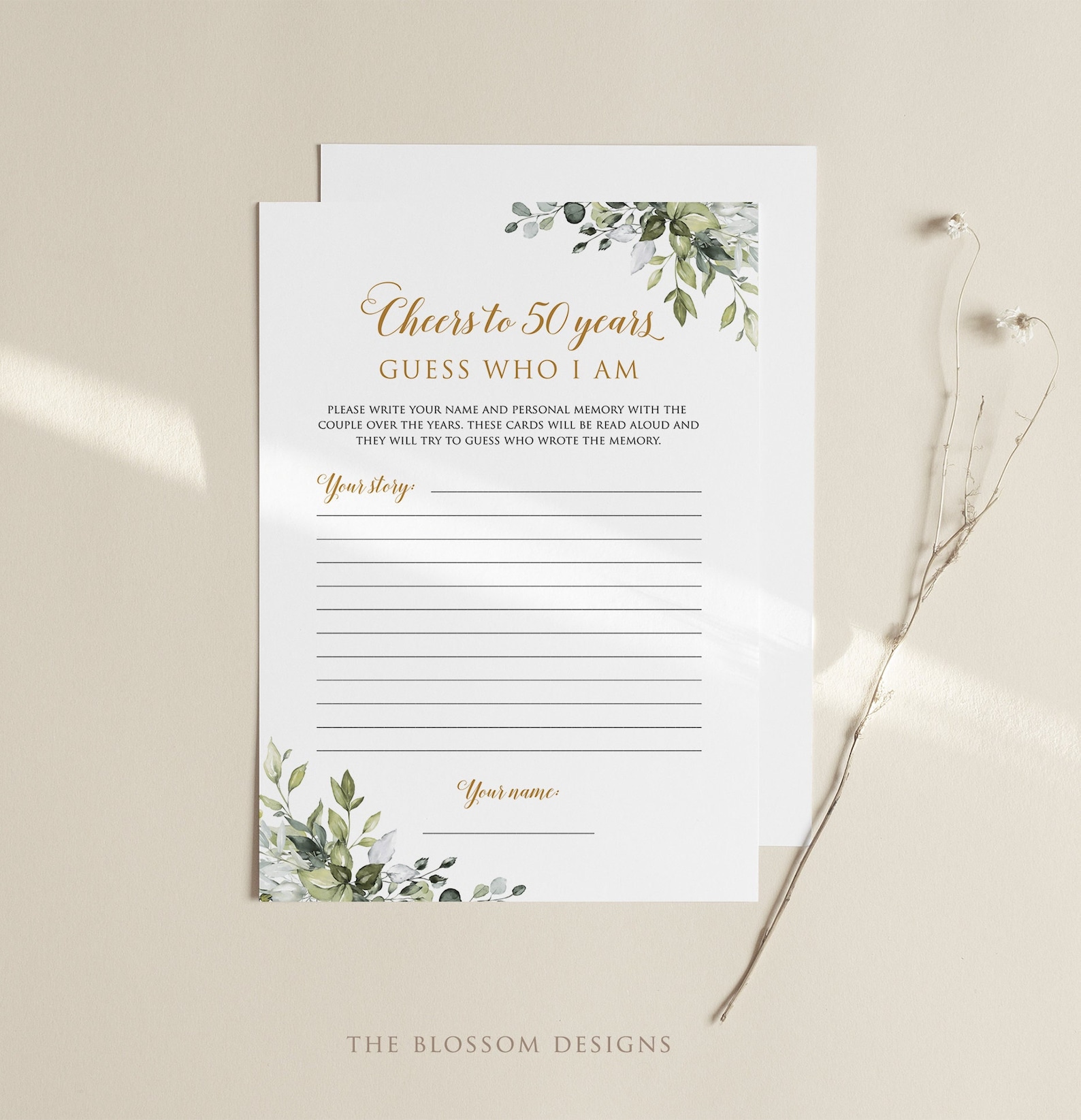 50th Anniversary Game, Guess Who I Am, Printable Template (digital ...