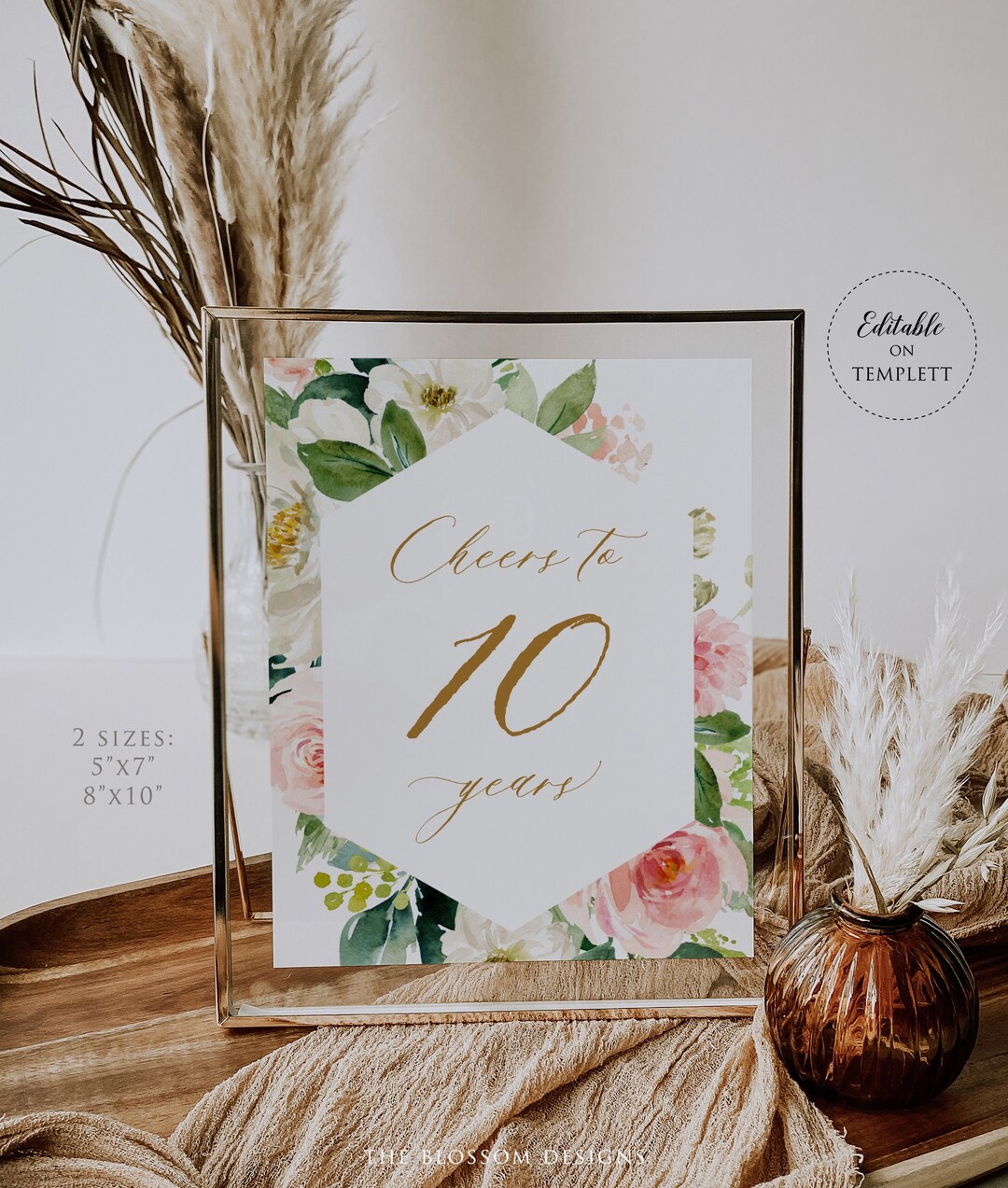 Cheers to 10 Years Sign, Blush Pink Anniversary Sign, Anniversary Sign ...