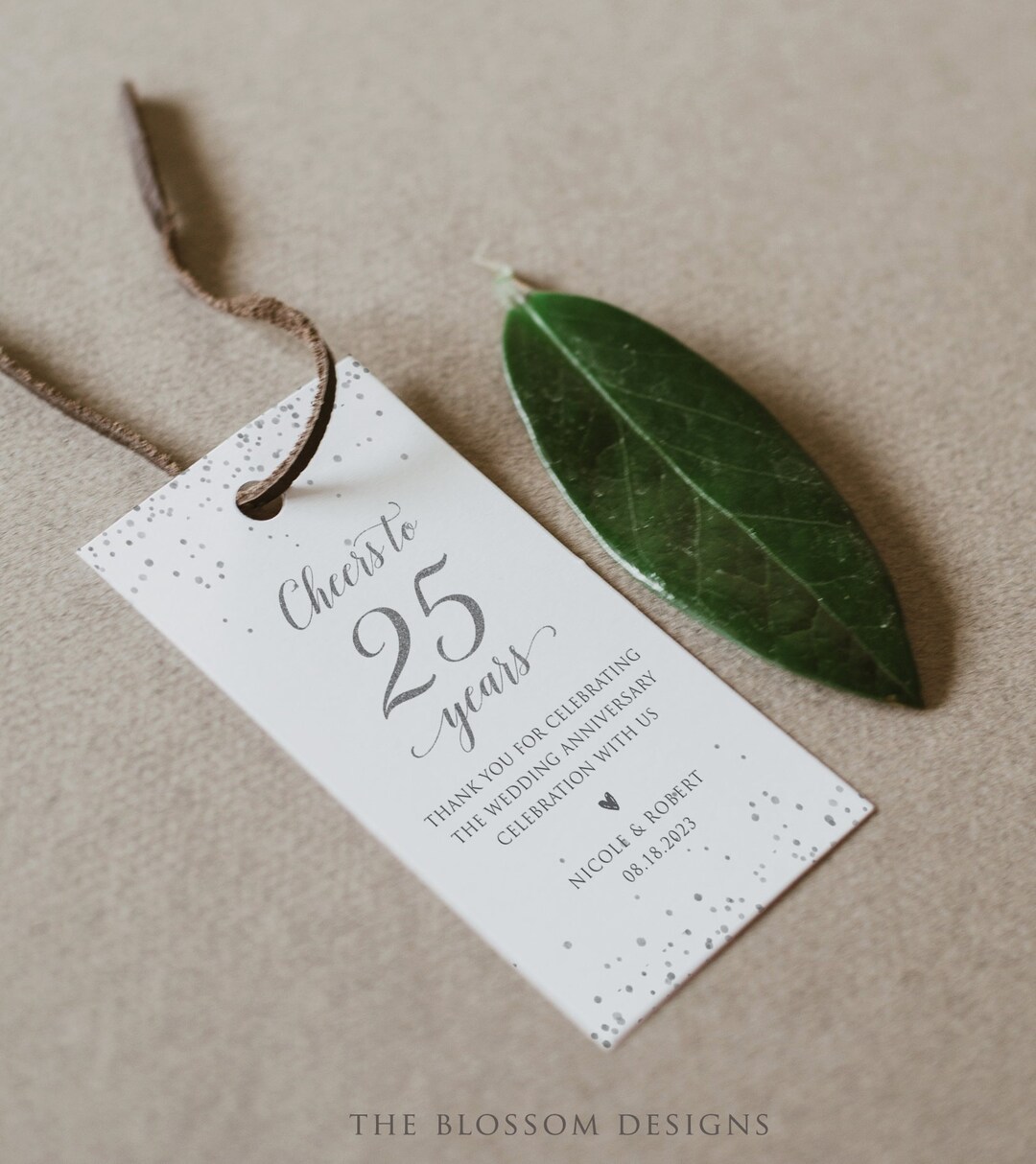 Silver Anniversary Favors Tag, Cheers to 25 Years Tag, 25th Anniversary ...