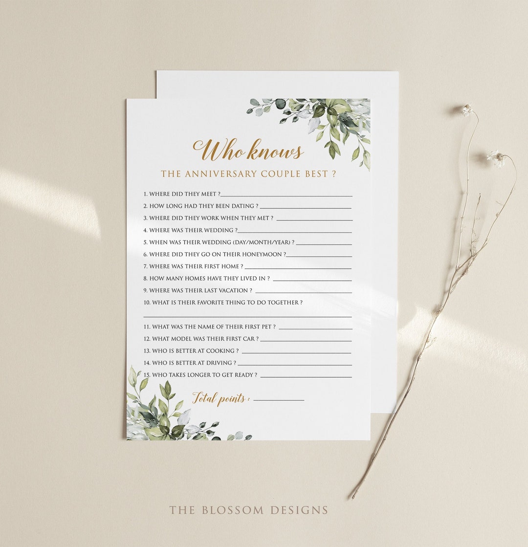 Anniversary Games, Anniversary Party Trivia Games, Who Knows the Couple ...