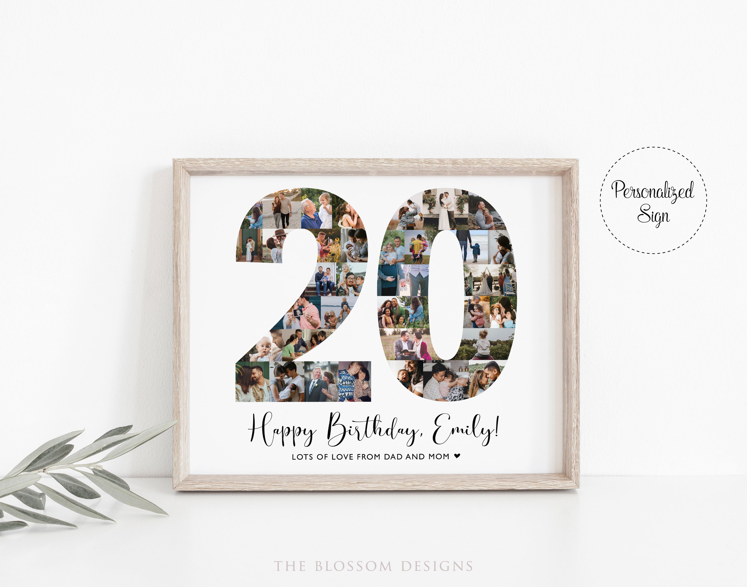 Custom 20th Birthday Gift, Number 20 Photos Collage, 20th Birthday ...