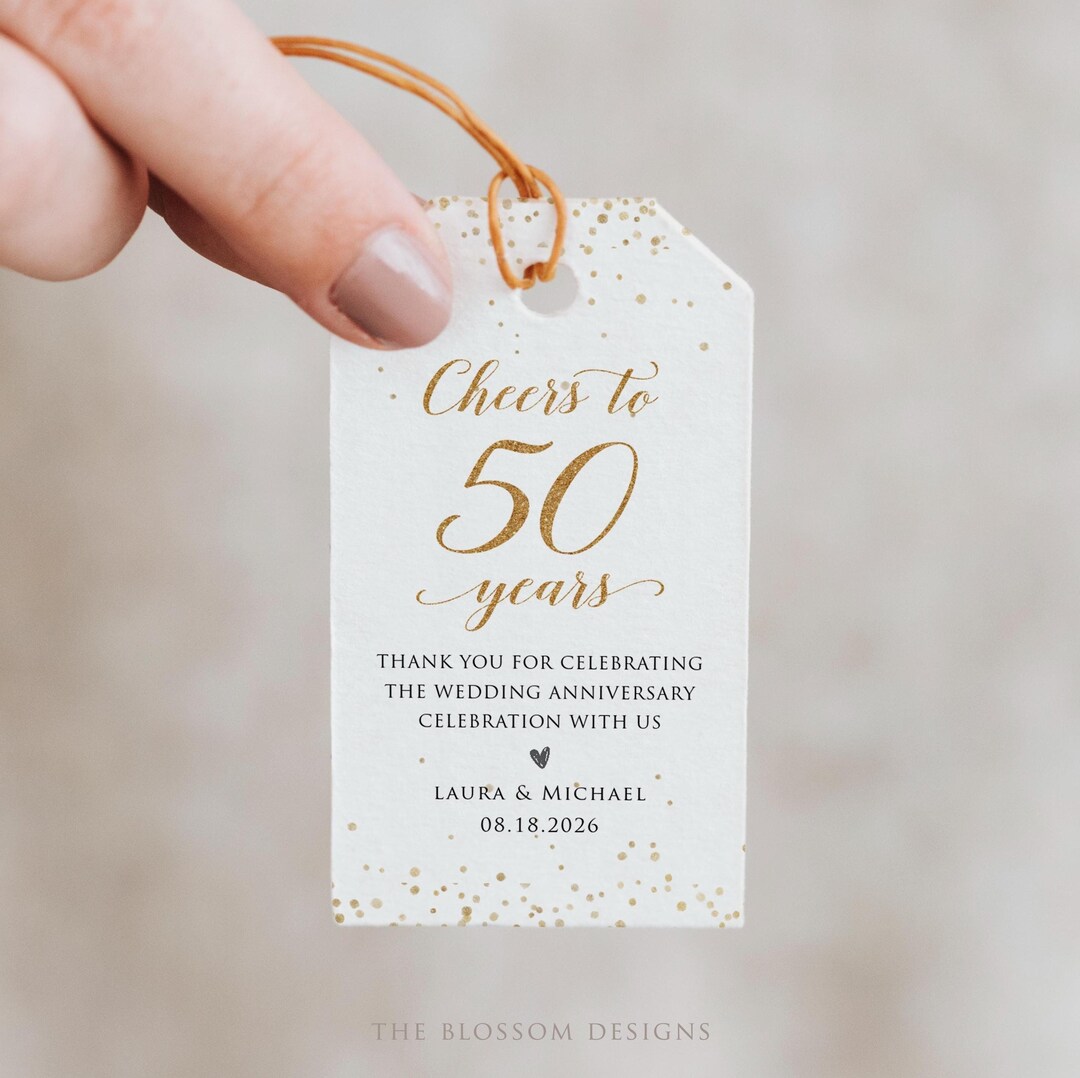 50th Anniversary Favors Tag, Cheers to 50 Years Tag, 50th Anniversary ...