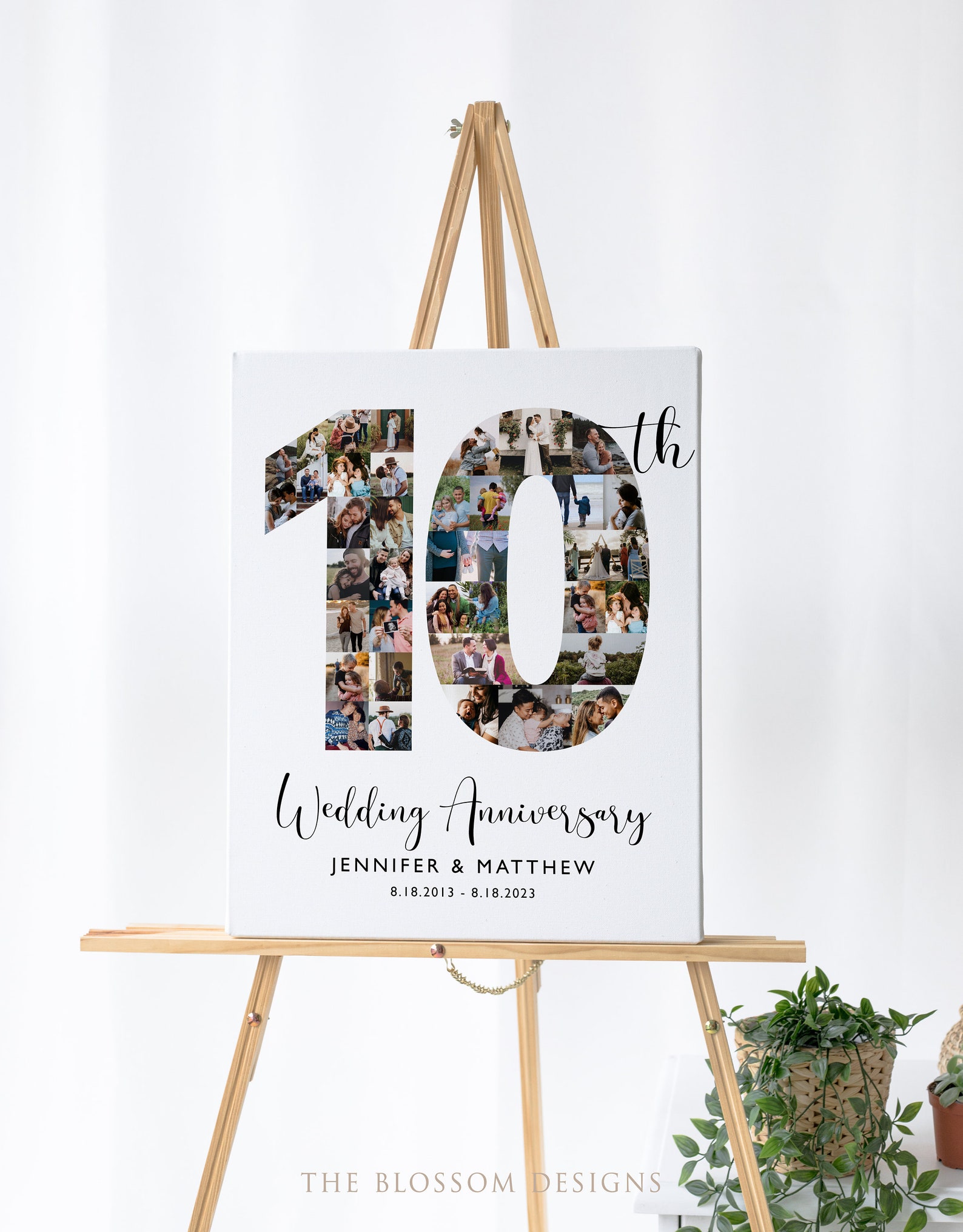 Custom 10th Anniversary Gift, Number 10 Photo Collage, Married in 2016 ...