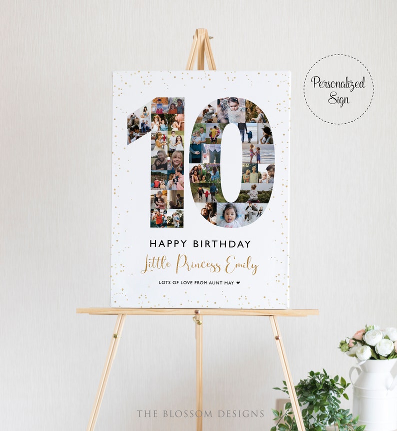 Custom 10th Birthday Gift, Number 10 Photo Collage, 10th Birthday Gift ...
