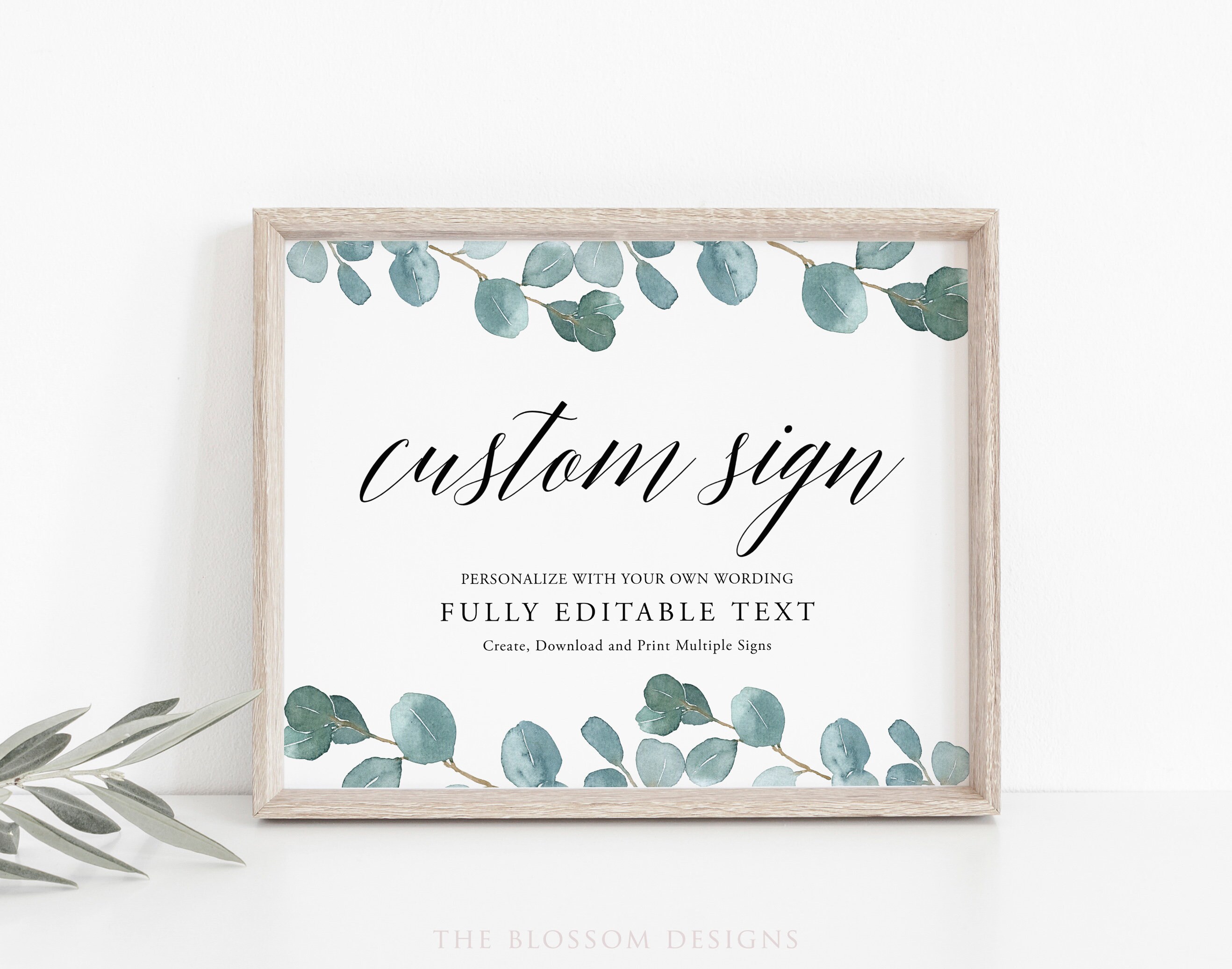 Greenery Wedding Sign Template Self-Editing Template Create | Etsy