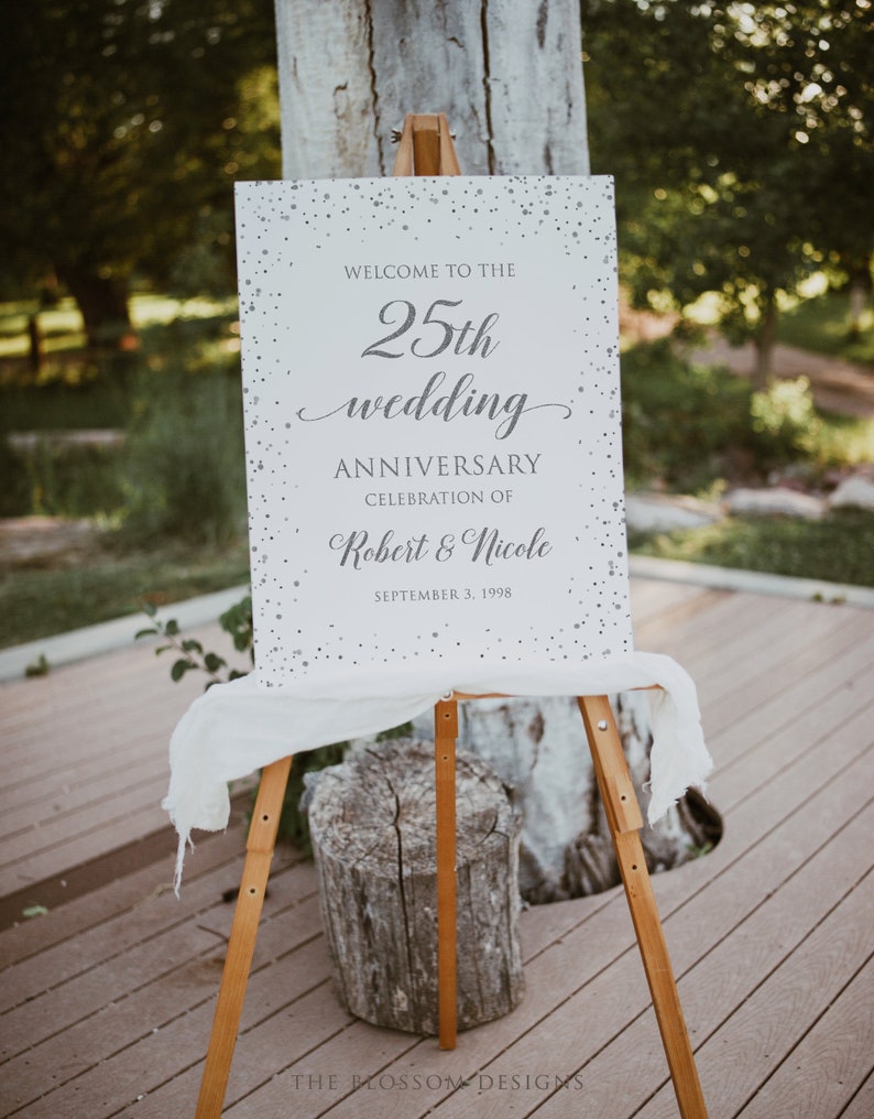 Silver Anniversary Poster 25th Wedding Anniversary Sign - Etsy