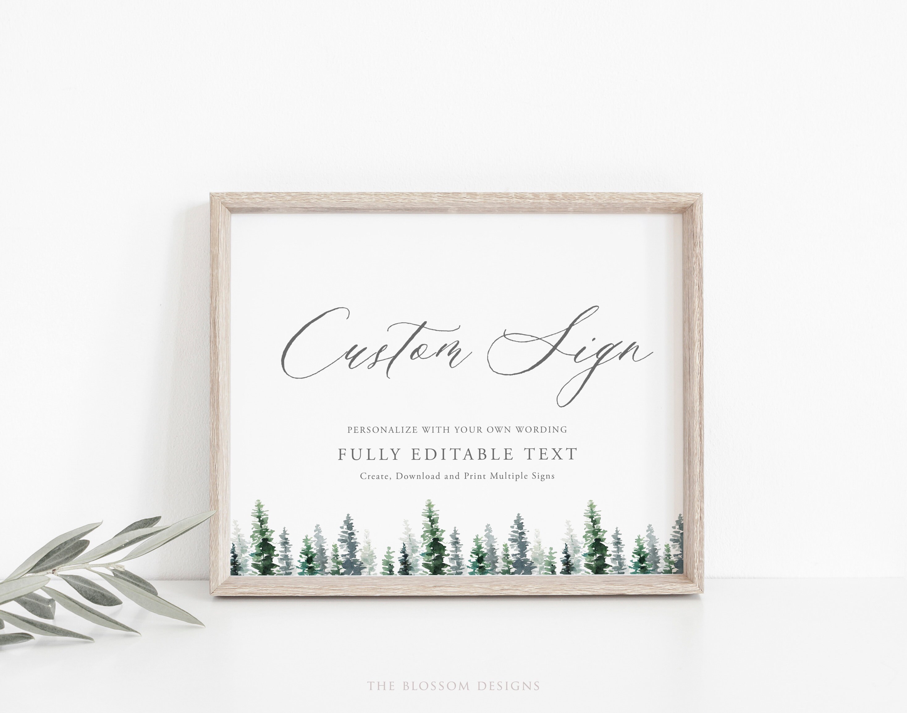 Pine Tree Wedding Sign Template Self-editing Template Create | Etsy