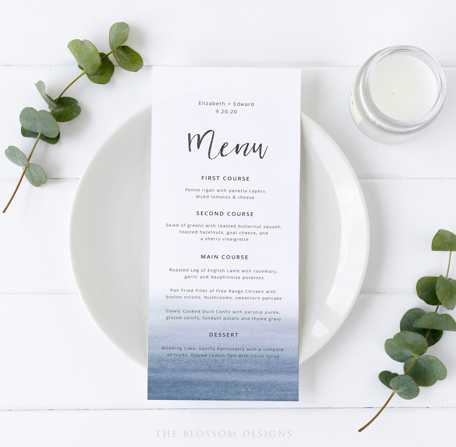 Navy Blue Wedding Menu Template Printable Wedding Menu Dusty - Etsy