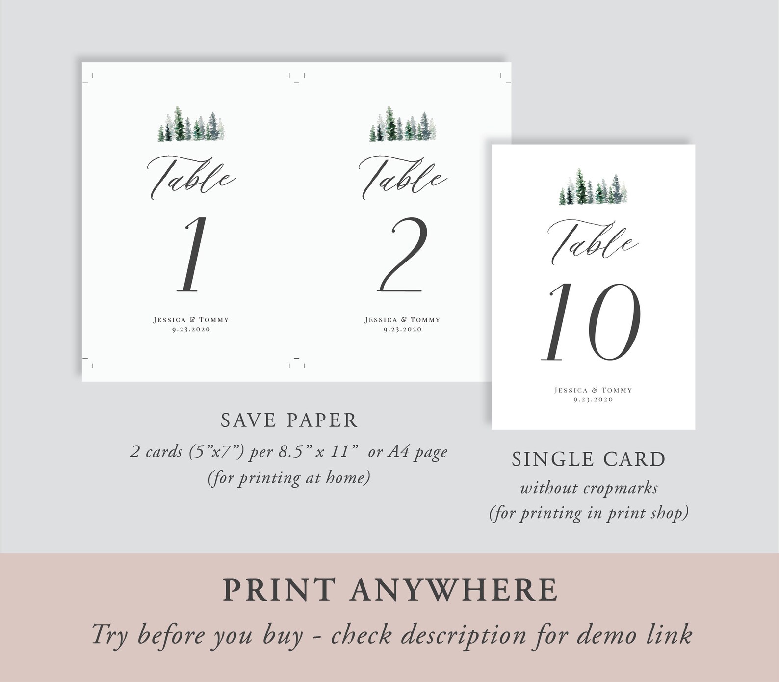 Pine Tree Table Number Template Christmas Table Number - Etsy